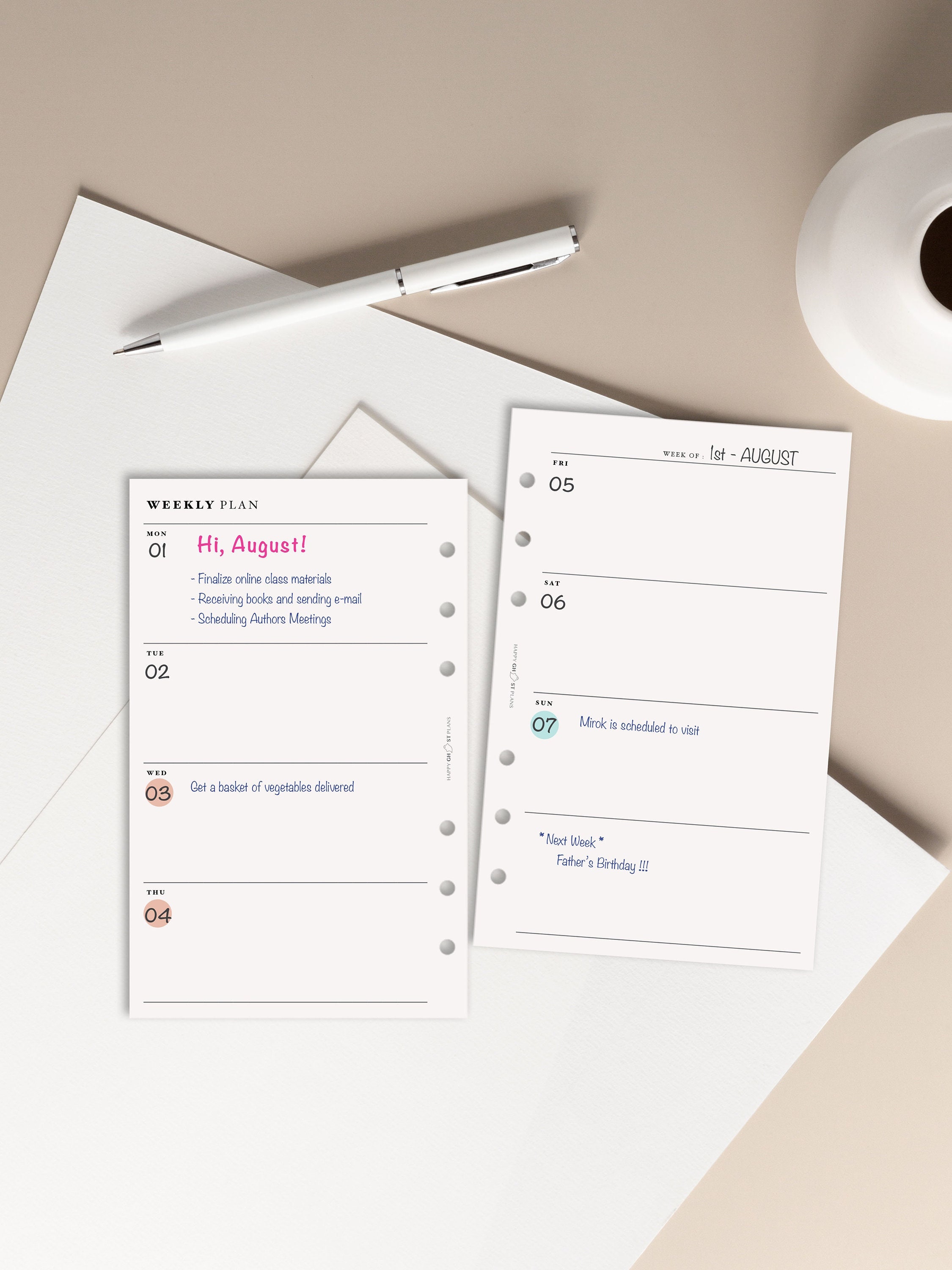 Weekly Planner Printable FC Compact Size Inserts Simple - Etsy