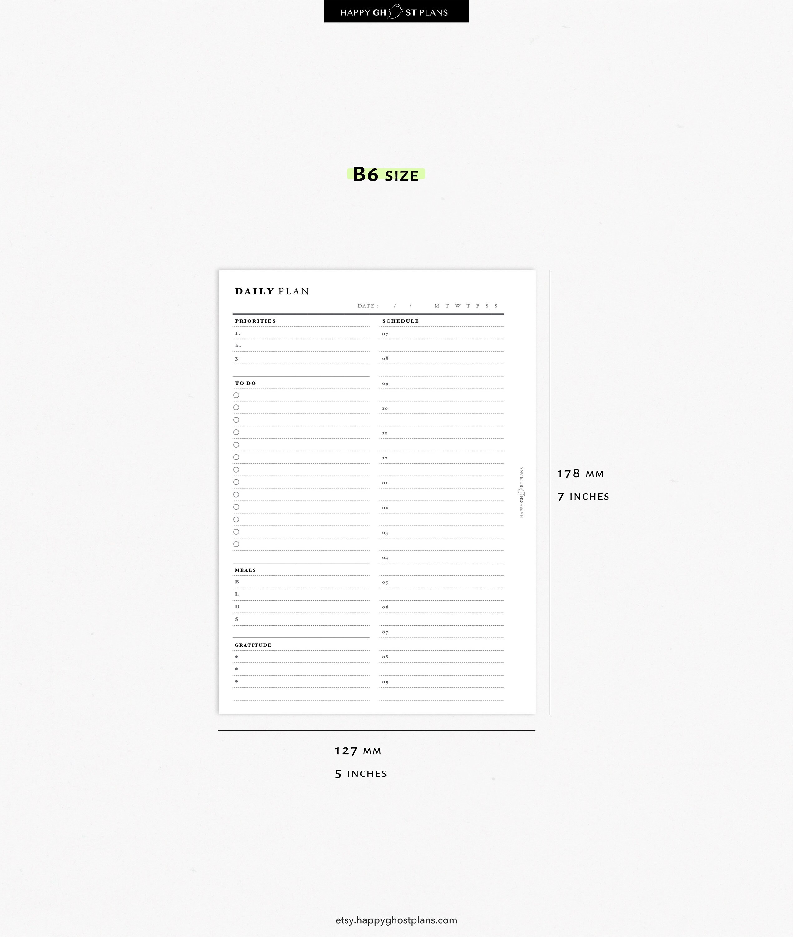 Printable Daily Planner and Journal for B6 5x7in Planner D103 - Etsy