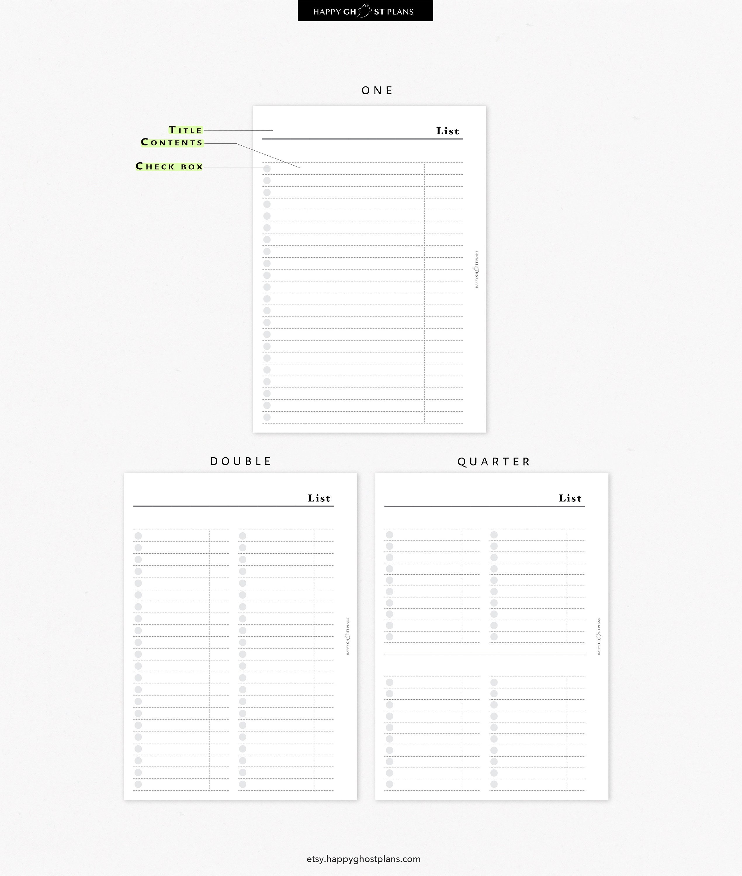 Checklist Template Printable B6 (5x7 In) Planner Insert | To-do List ...