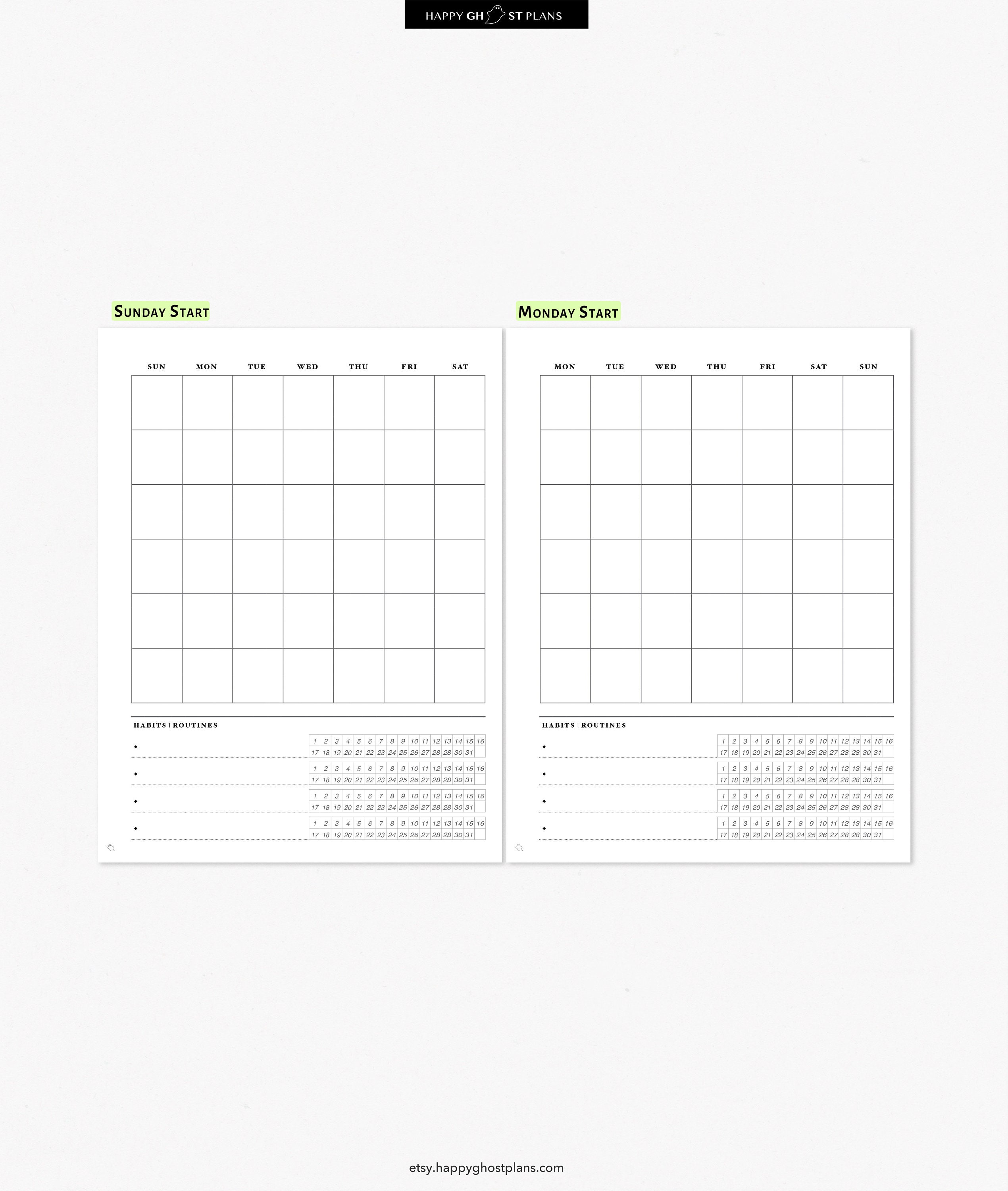 Monthly Overview Planner Printable Insert for Happy Planner Classic ...