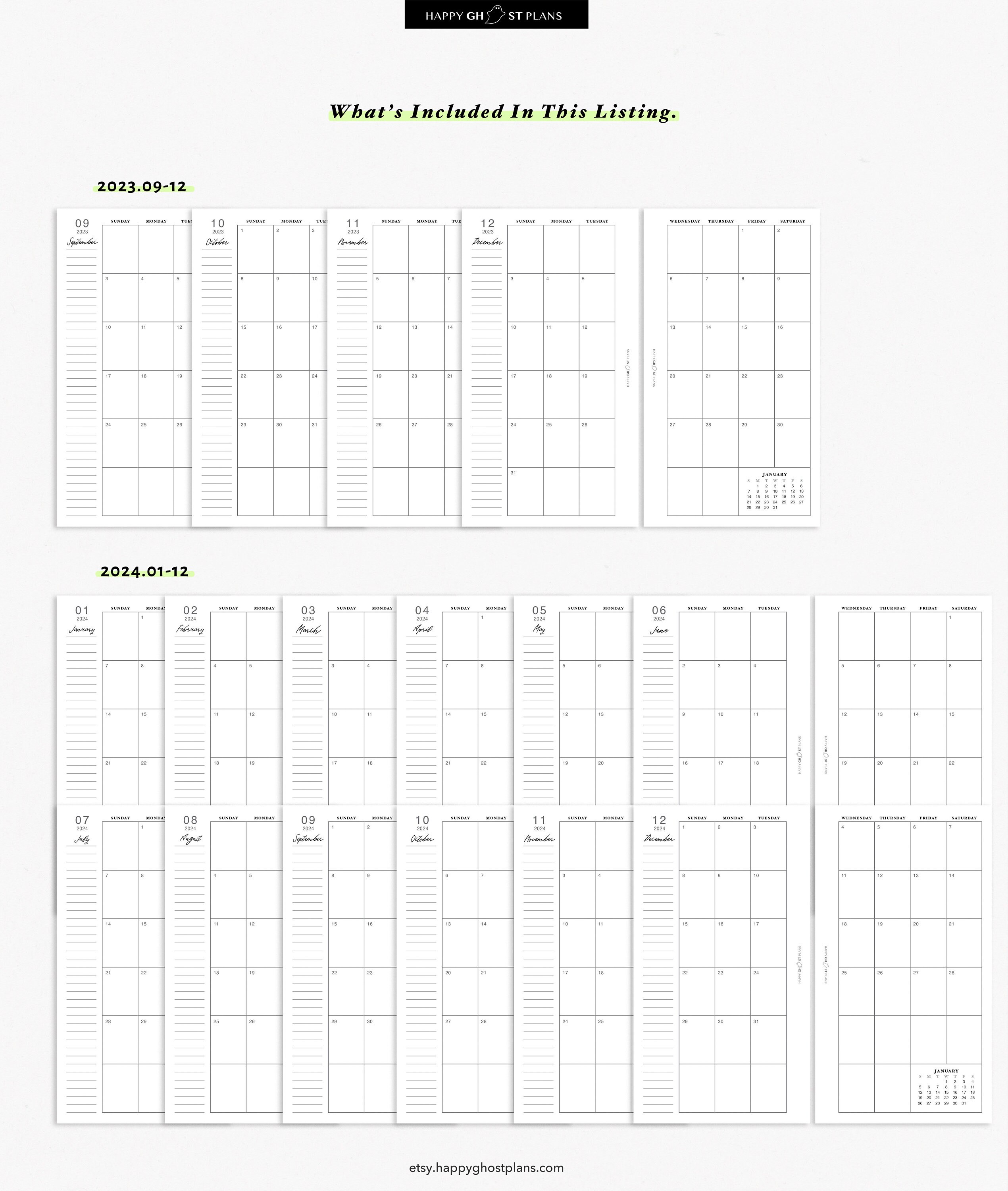 2024 Monthly Planner Printable Personal Size Planner Insert - Etsy