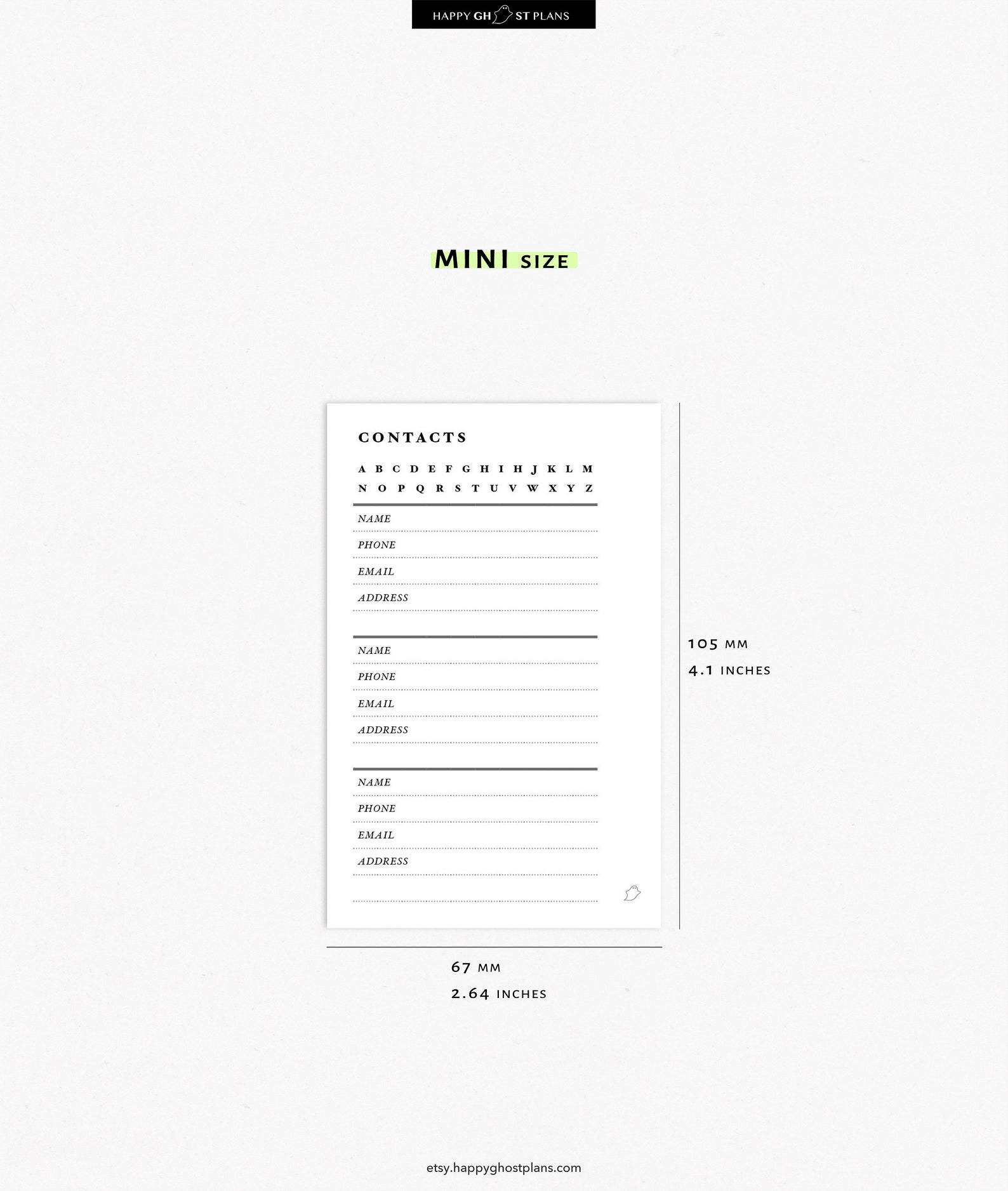 Contact List Printable PDF Mini Size Inserts Contact List Organizer ...