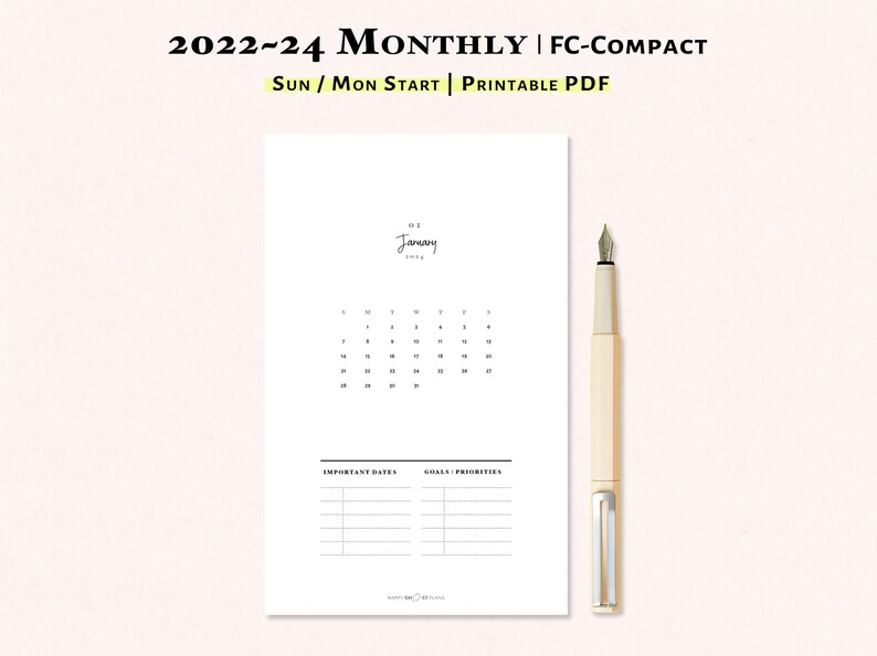 Monthly Calendar Planner Dashboards Printable Fc-compact - Etsy