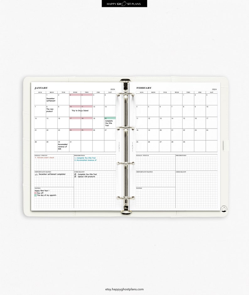 One Page Monthly Planner for 2024, A4, Letter Planner Printable Insert ...