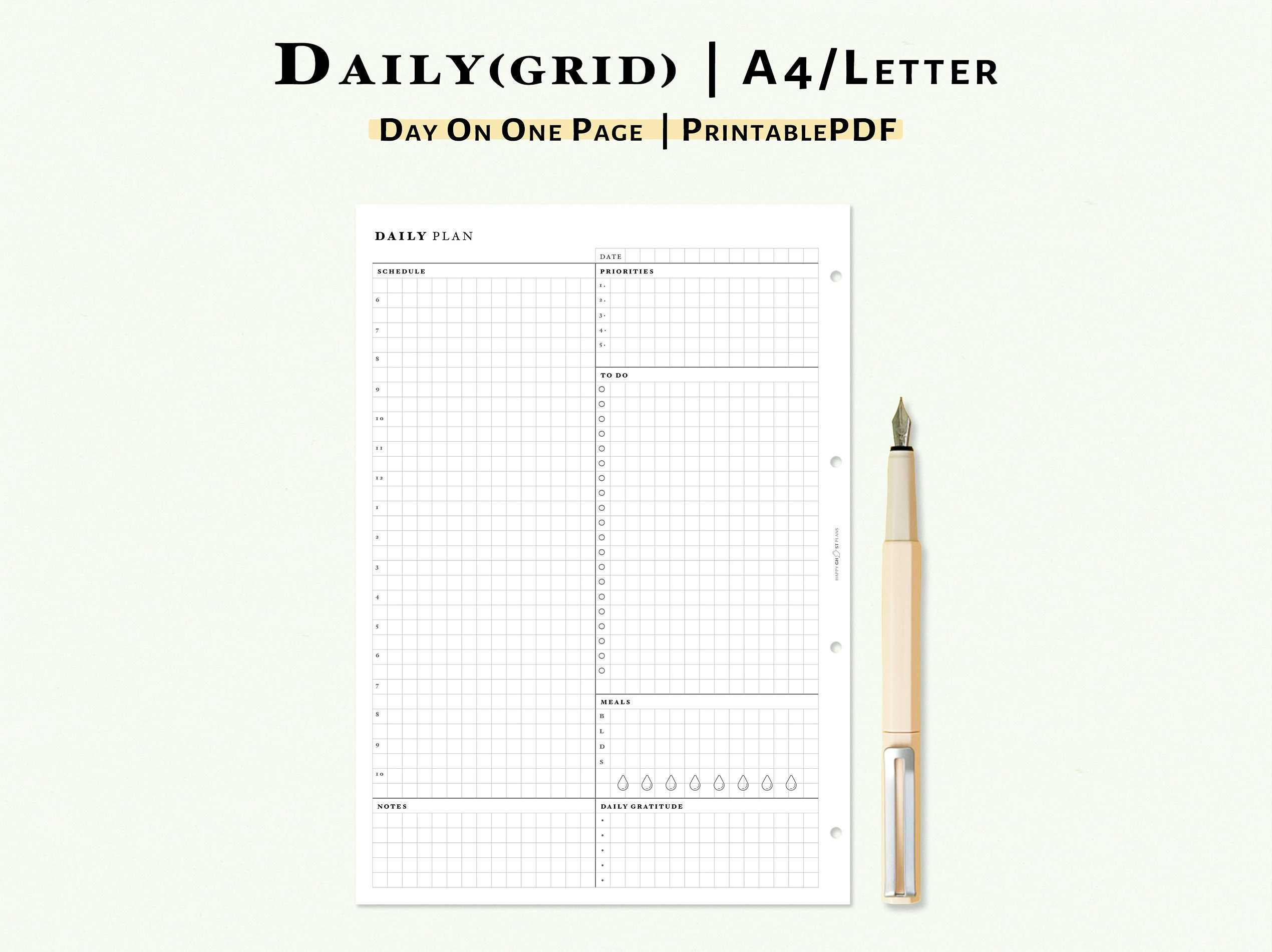 Daily Planner A4 Letter Size Printable Insert Undated Daily - Etsy