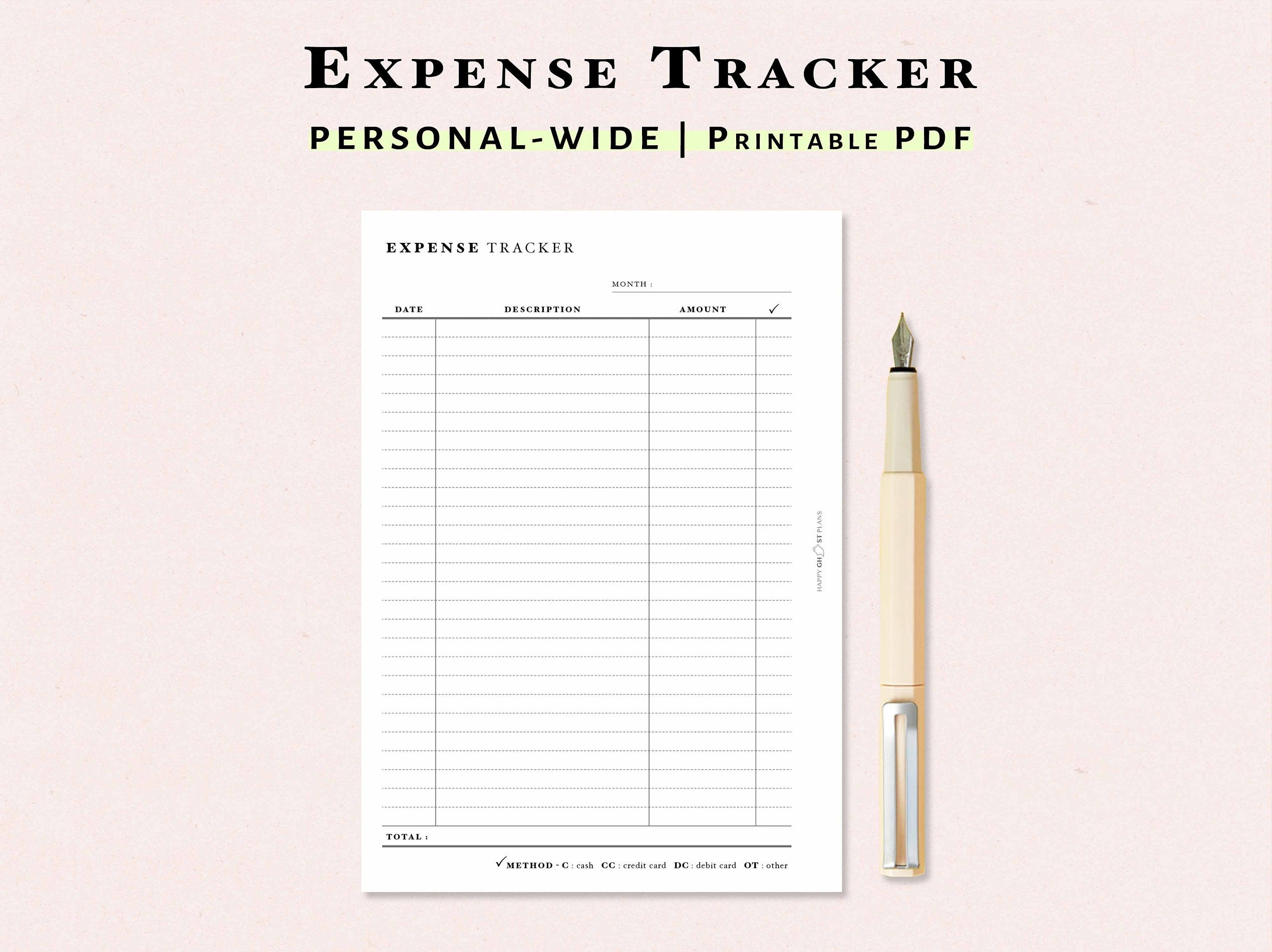 Expense Tracker Printable Personal-wide Size Monthly - Etsy Canada