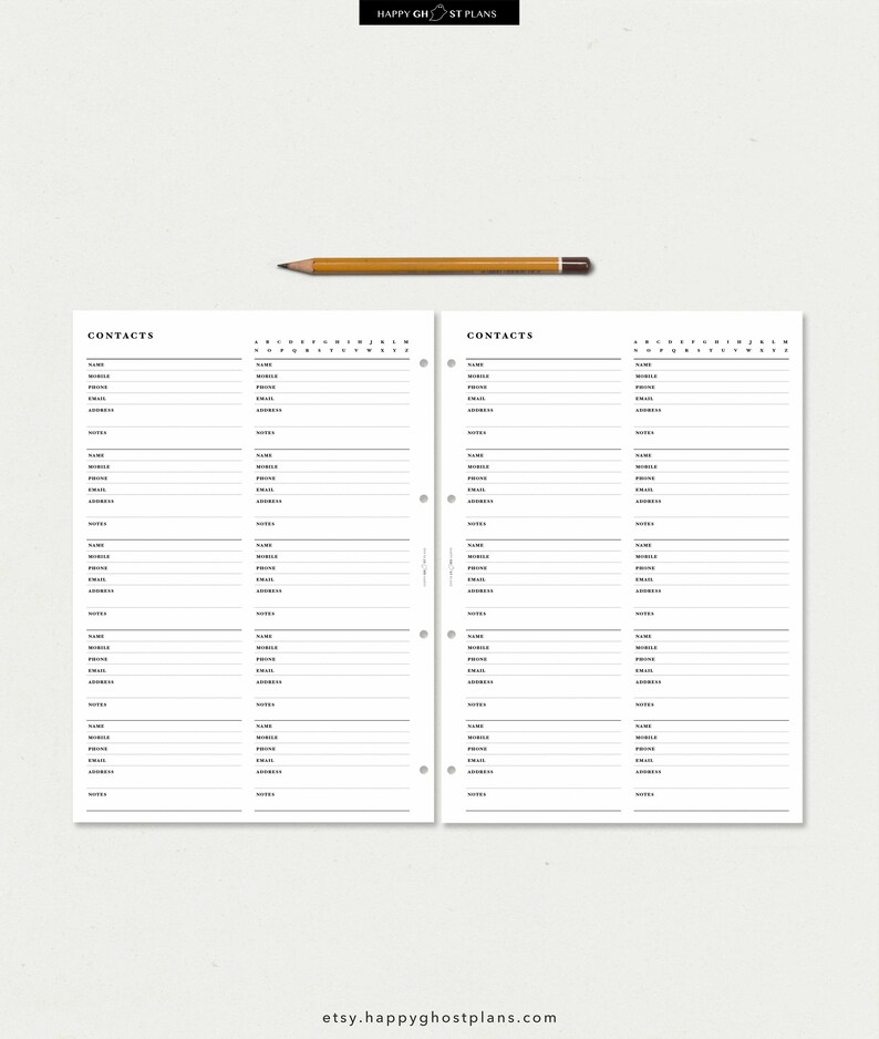 Contact List Printable PDF A4 Letter Size Contact List | Etsy