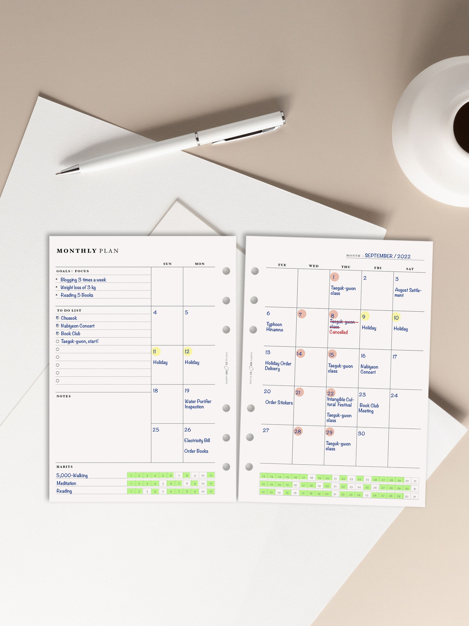 Monthly Planner Printable Personal-wide Size Inserts Month - Etsy