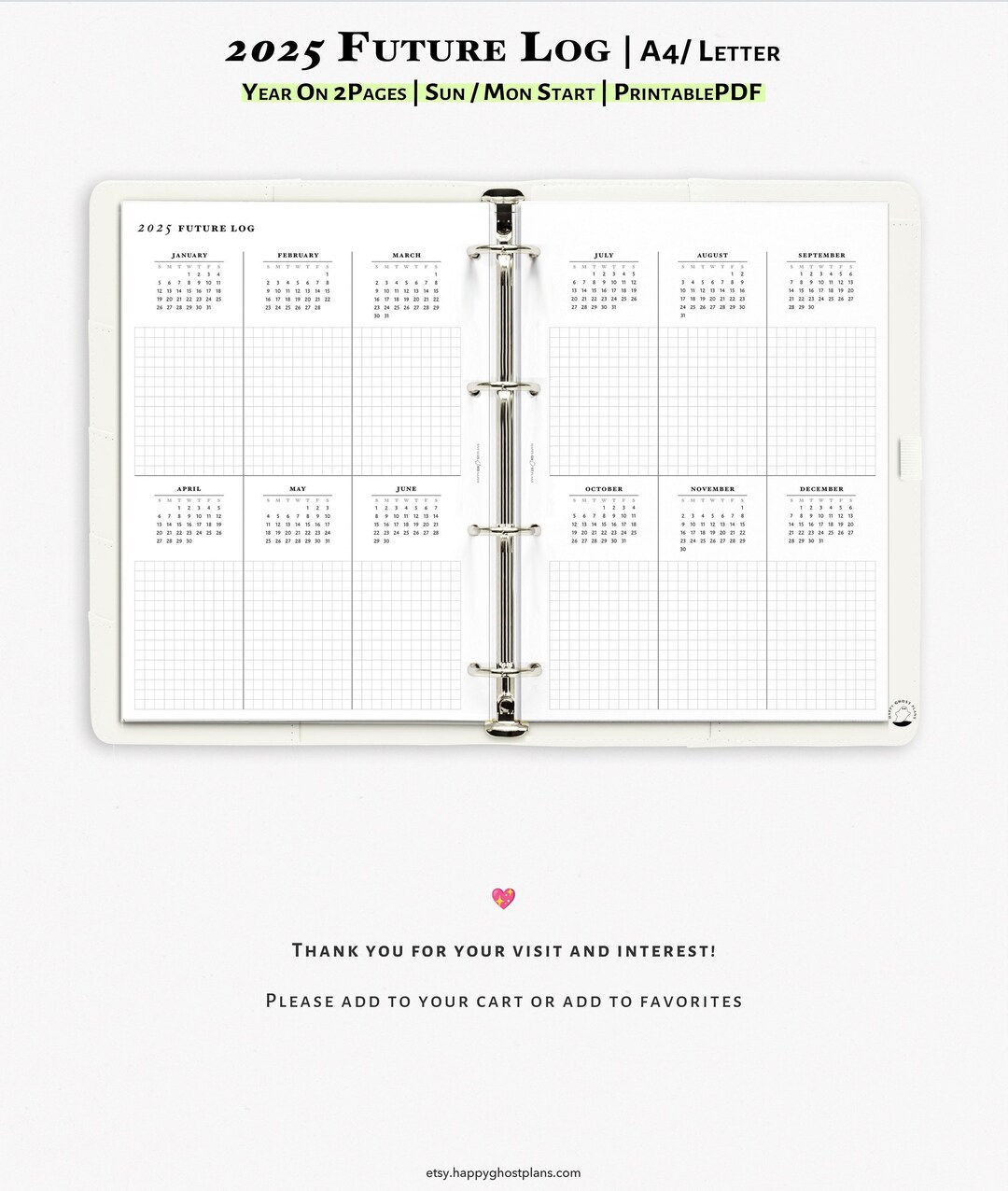 2025 Future Logs, Printable 2025 Yearly Planner for A4, Letter Size ...