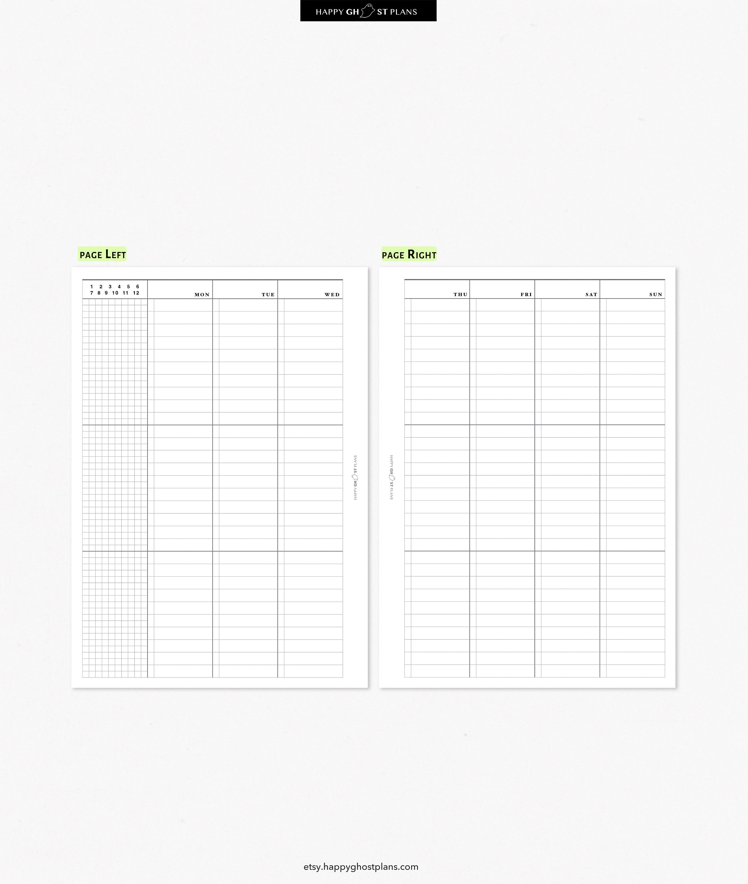 Vertical Weekly Planner Printable Insert for A5 Planner Undated Weekly ...