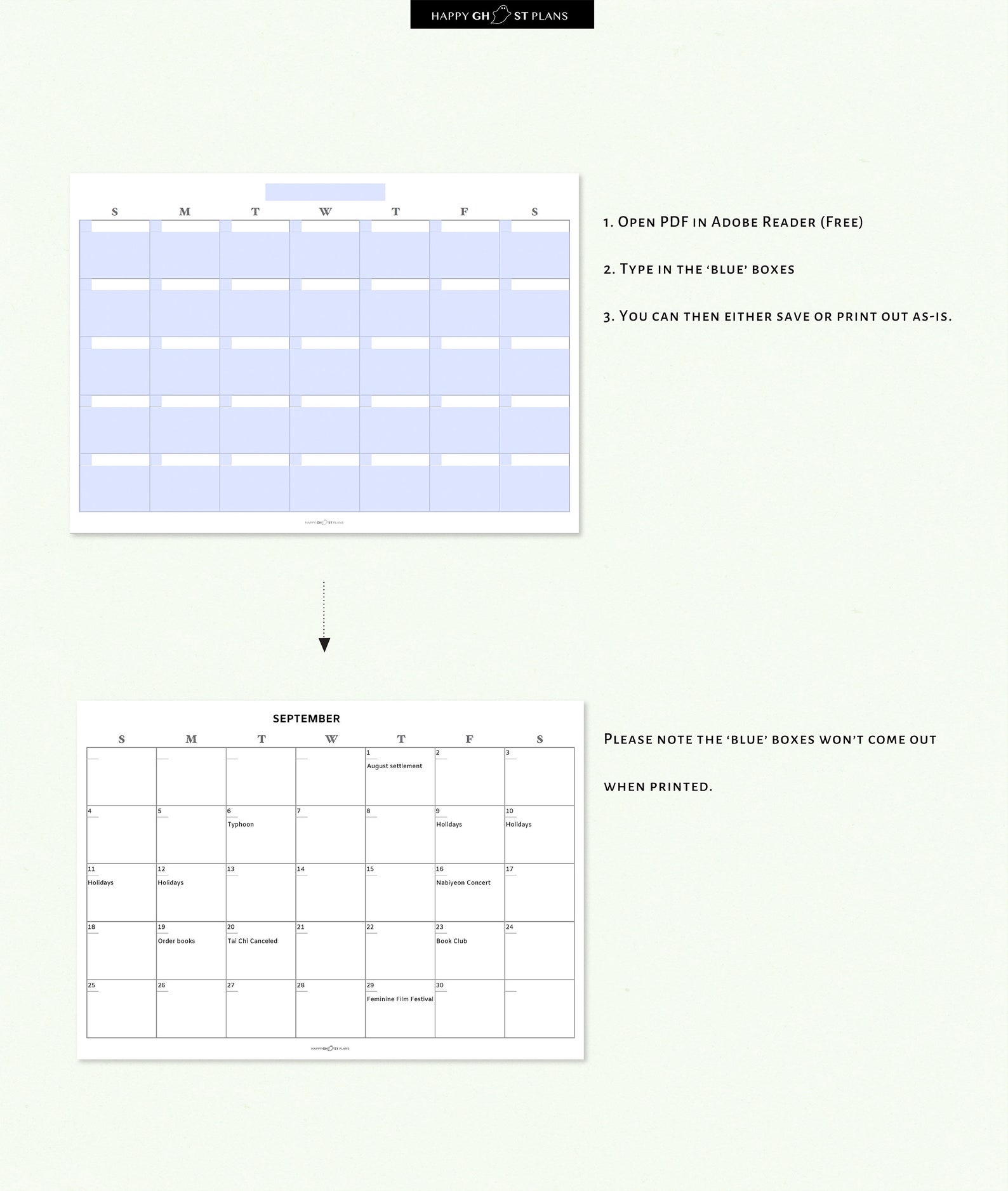 Monthly Planner Fillable A4 US Letter Horizontal and - Etsy