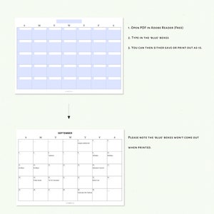 Monthly Planner Fillable A4 US Letter Horizontal and - Etsy