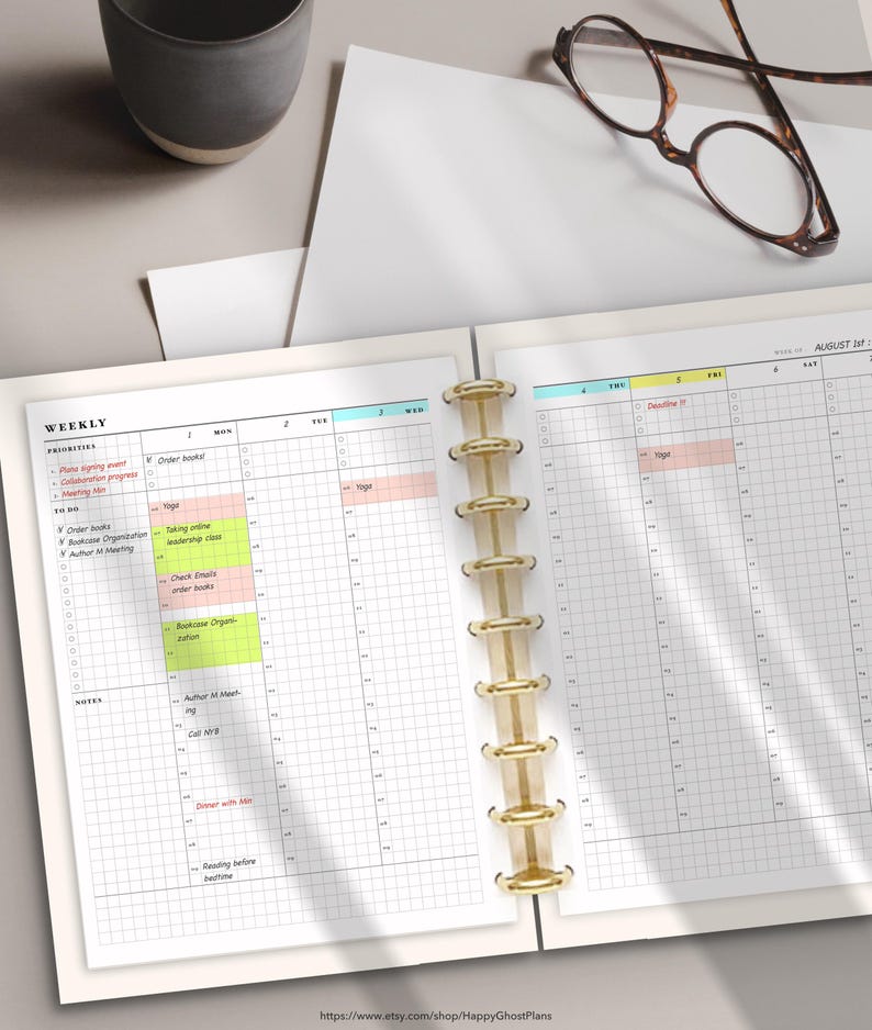 Weekly Hourly Planner Insert - Grid Design: Happy Planner Classic (PDF ...
