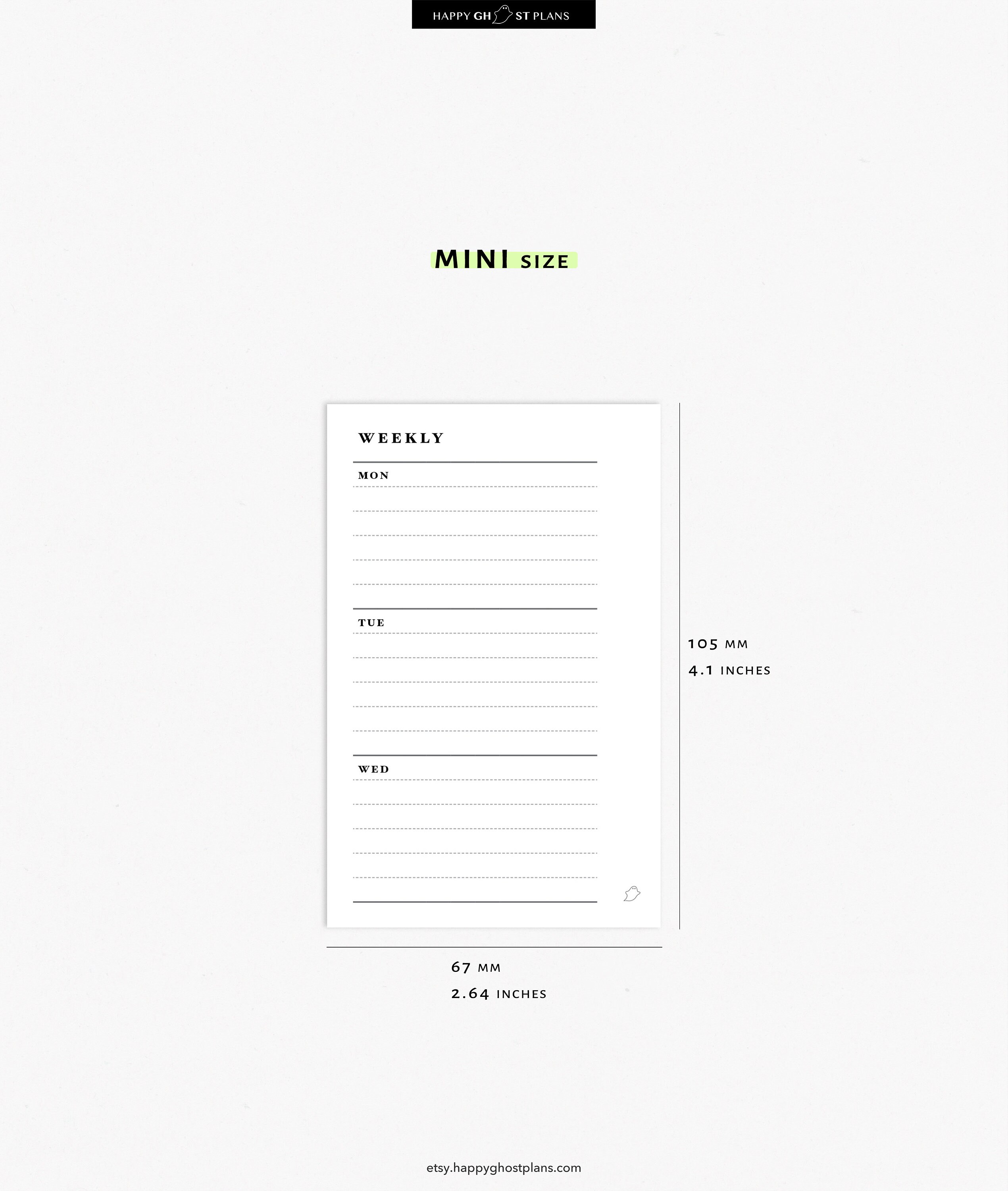 Weekly Planner Printable Mini Size Insert Undated Weekly Planner Week ...