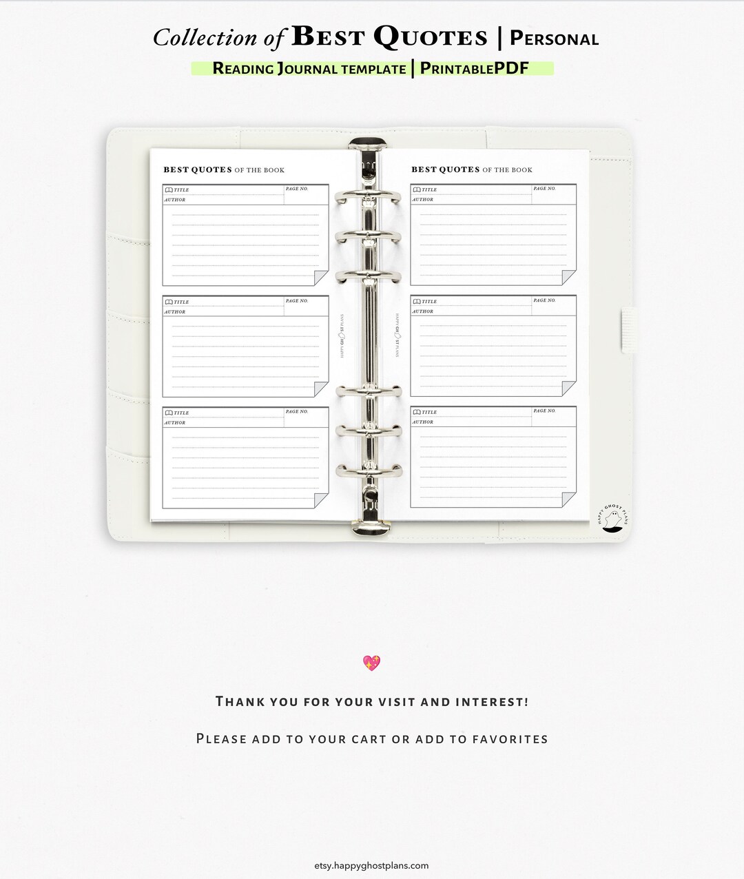 Quotes Tracker Printable Personal Size Planner Insert Best - Etsy