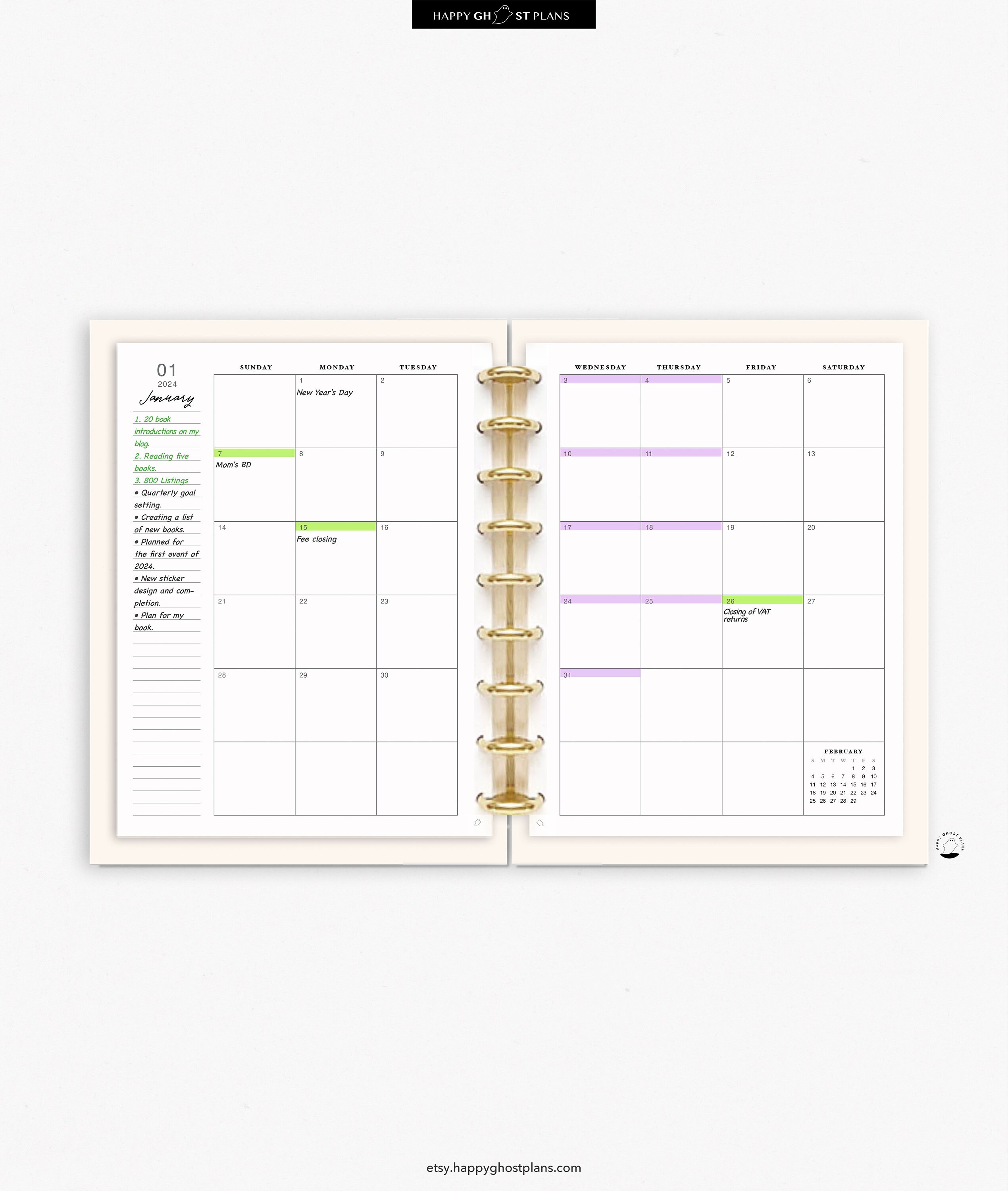 2024 Monthly Planner Printable Classic Happy Planner Size Insert Month ...
