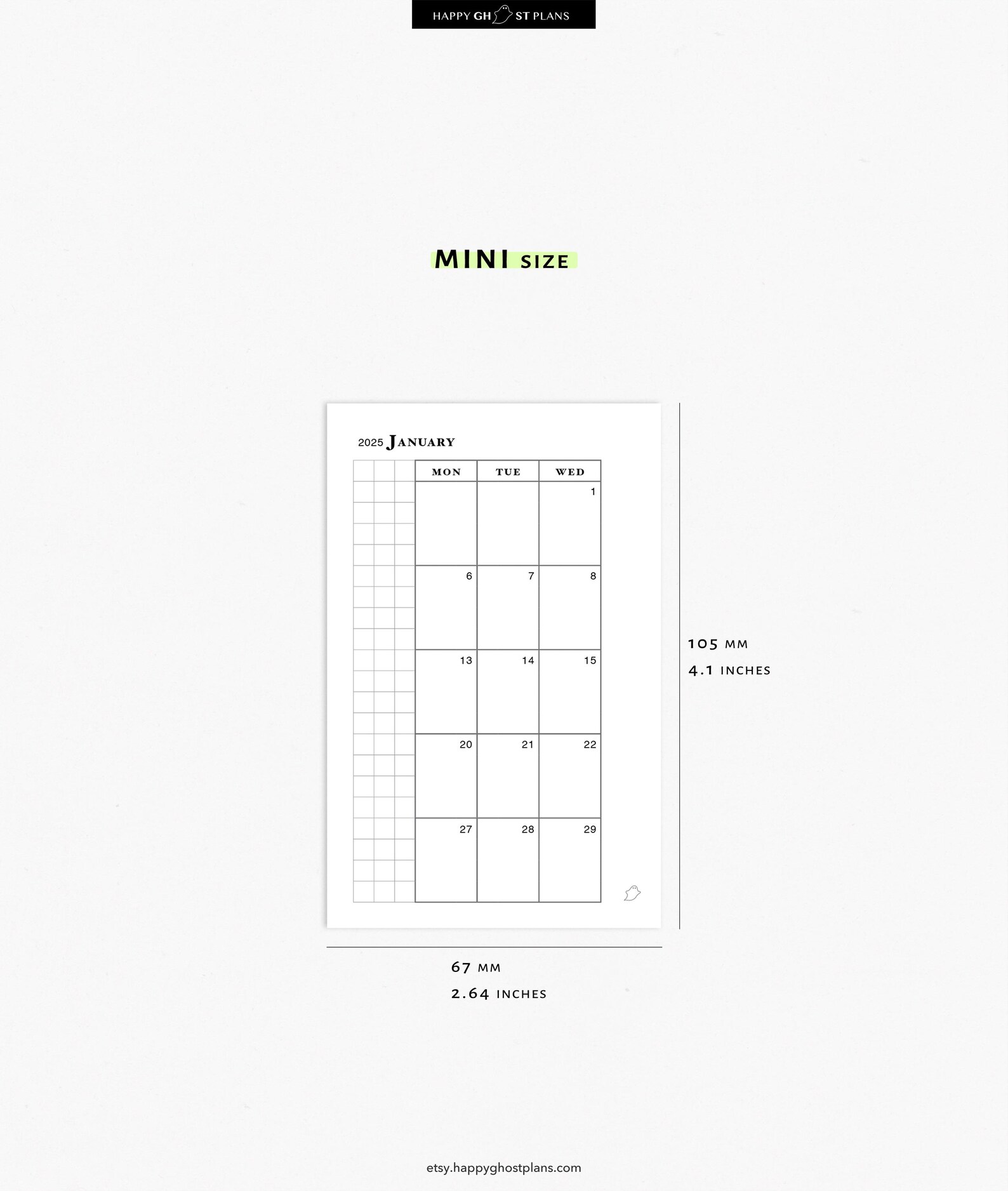 2025 Monthly Planner, Printable Inserts for Mini Size Planner | Two ...