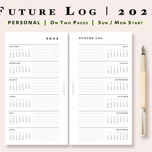 2022 Future Log Personal Size Printable 2022 Yearly Planner | Etsy