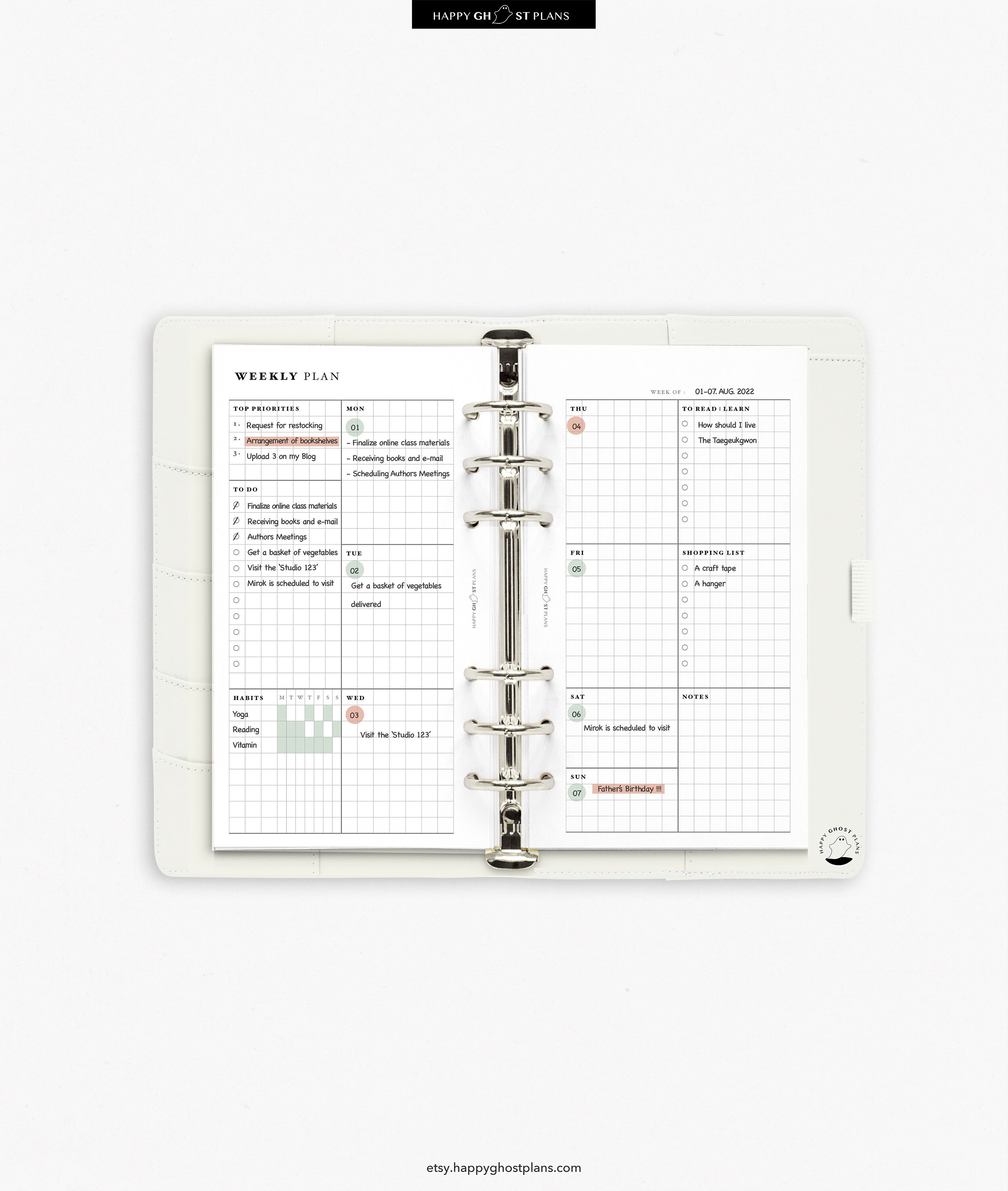 2-page Weekly Planner Printable Personal Size Planner Inserts - Etsy