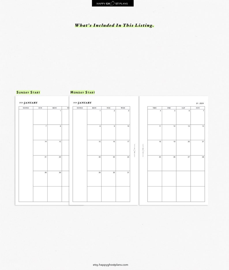 2024 Monthly Planner Printable Fc-compact Planner Insert Month on Two ...