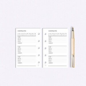 Contact List Printable PDF Mini Size Inserts Contact List | Etsy