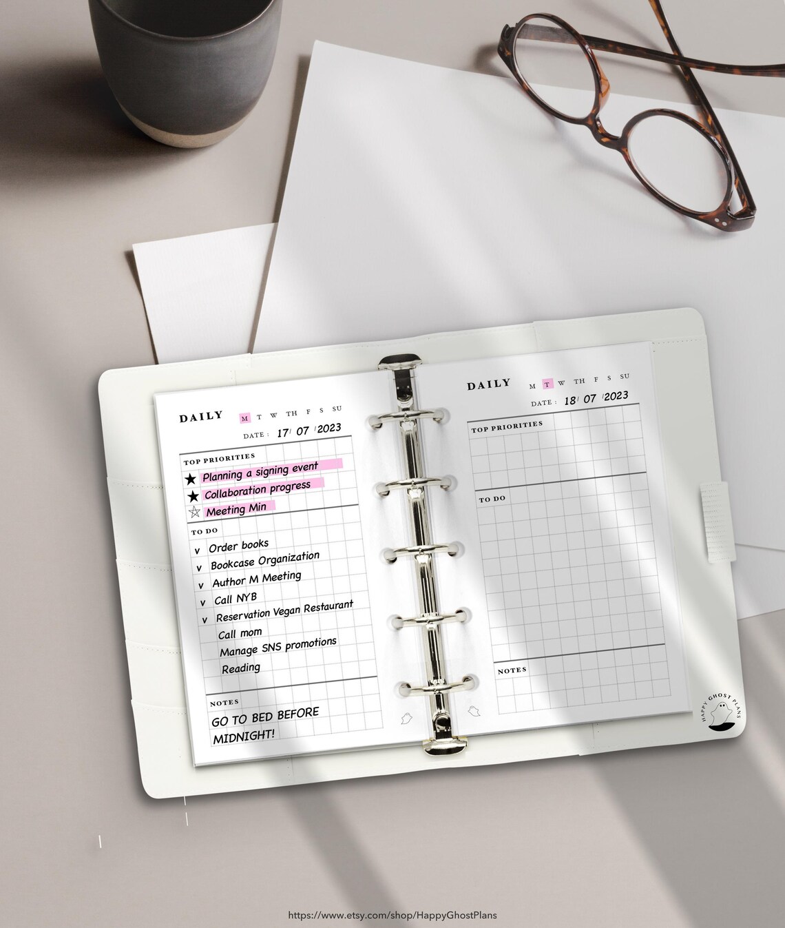 Mini Daily Planner Printable: Undated Grid Insert (2.6x4.1") (PDF ...