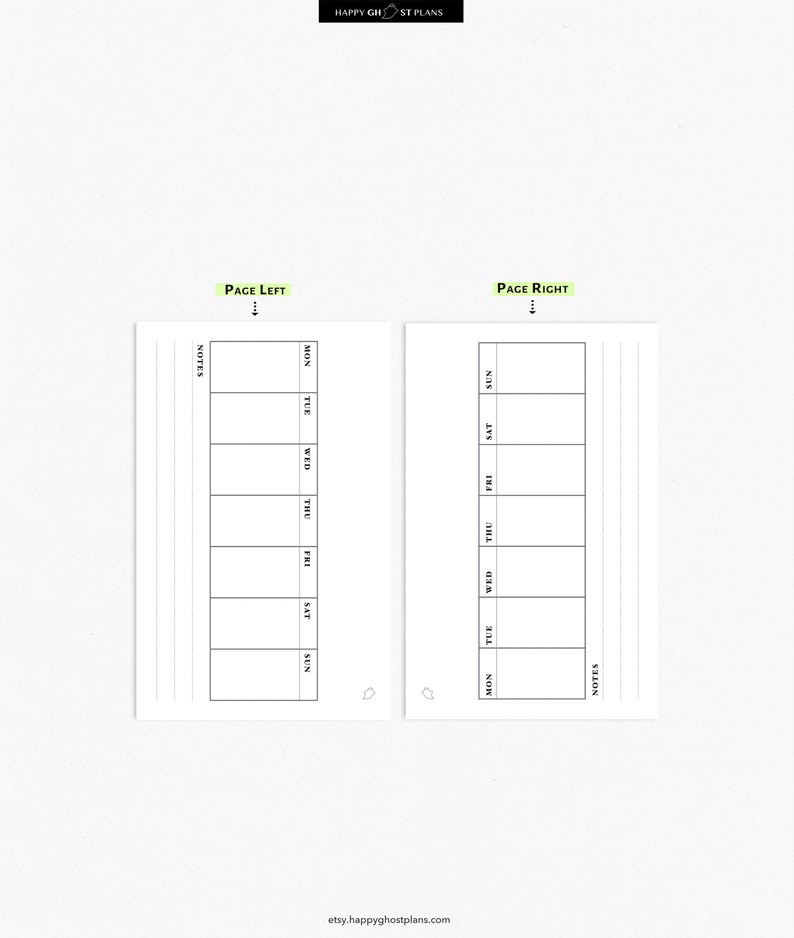 Mini Planner Printable Insert: Horizontal Weekly Layout (PDF Download ...