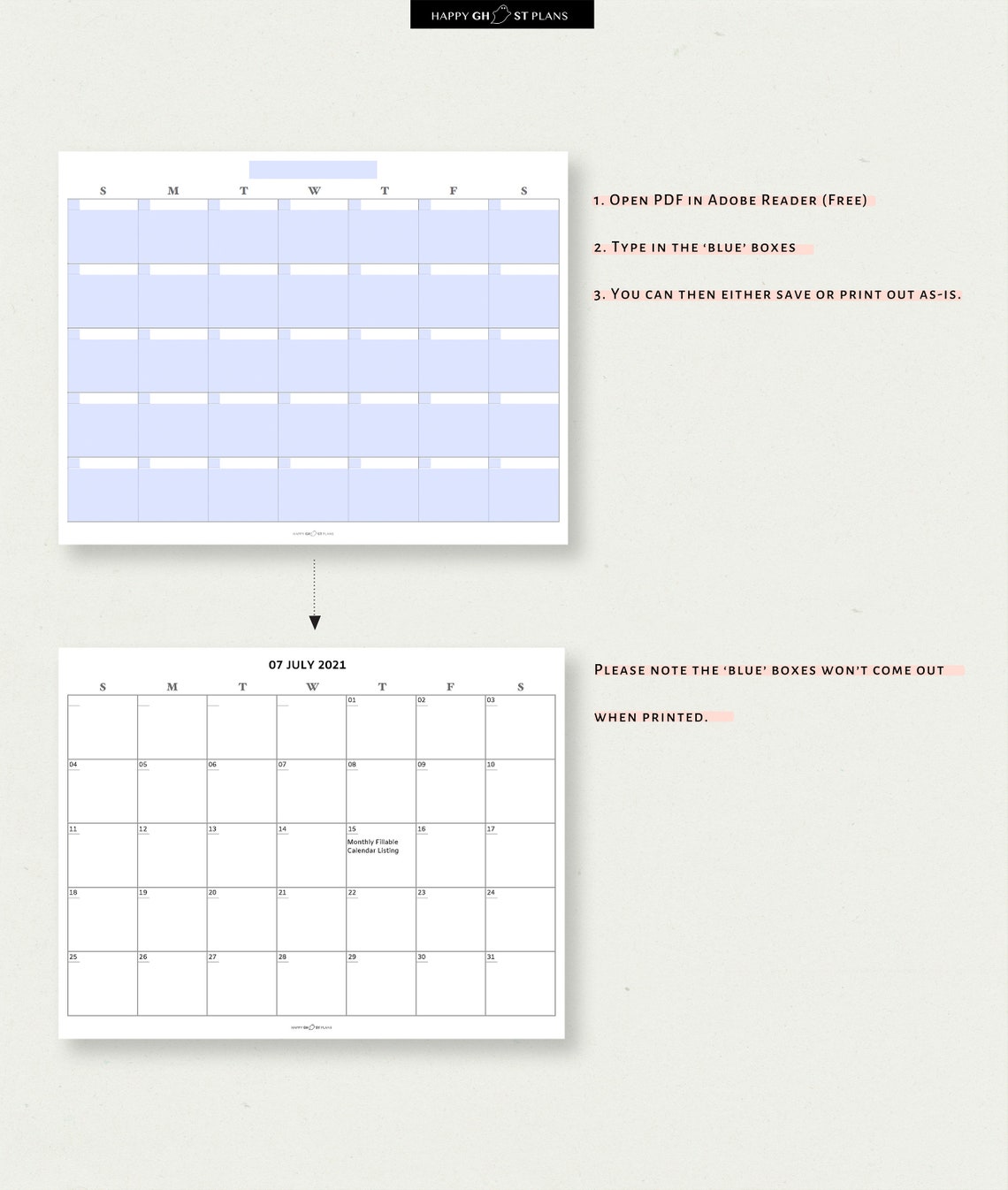 Monthly Planner Fillable A4 US Letter Month on 1 Page - Etsy