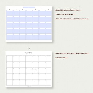 Monthly Planner Fillable A4 US Letter Month on 1 Page - Etsy