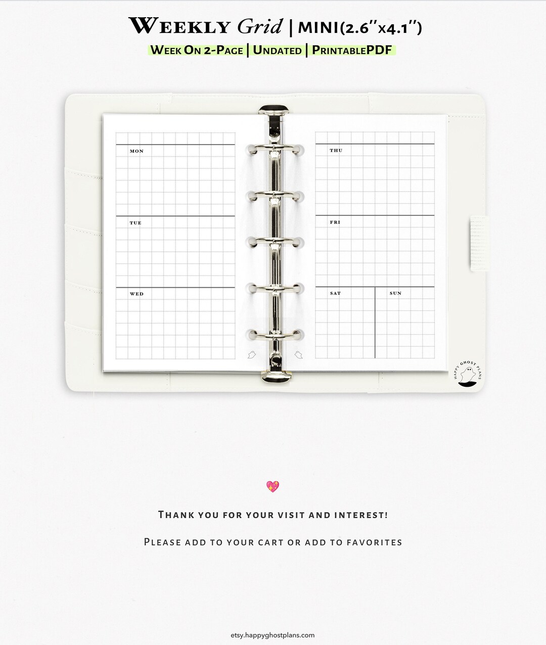 Weekly Planner Printable Mini Size Planner Insert | Undated Two Page ...