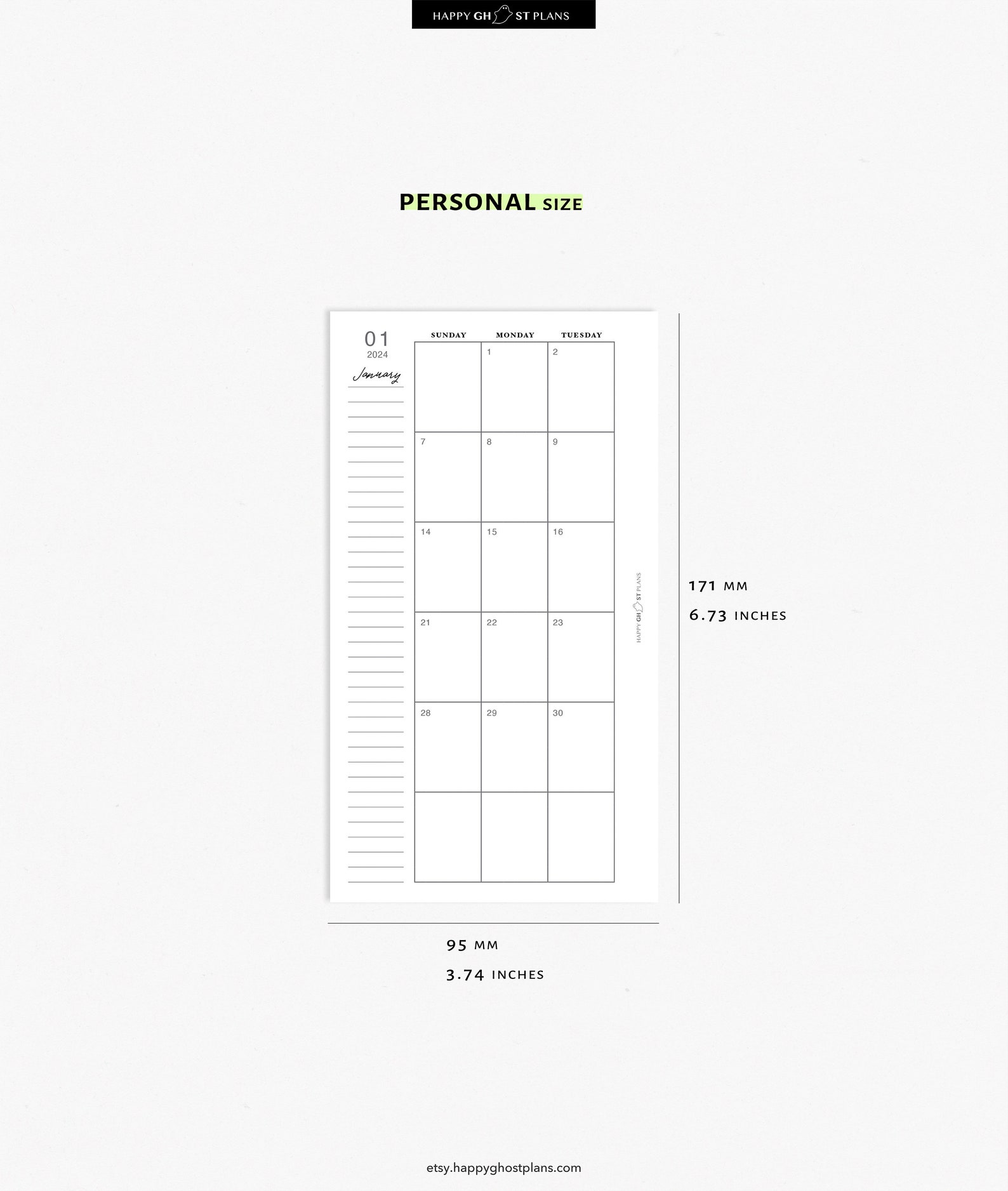 2024 Monthly Planner Printable Personal Size Planner Insert - Etsy