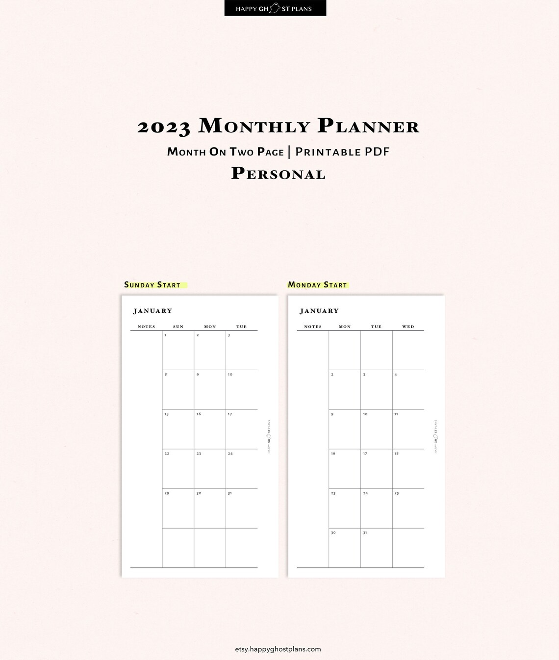 2023 Monthly Planner Printable Personal Size Inserts 2023 - Etsy