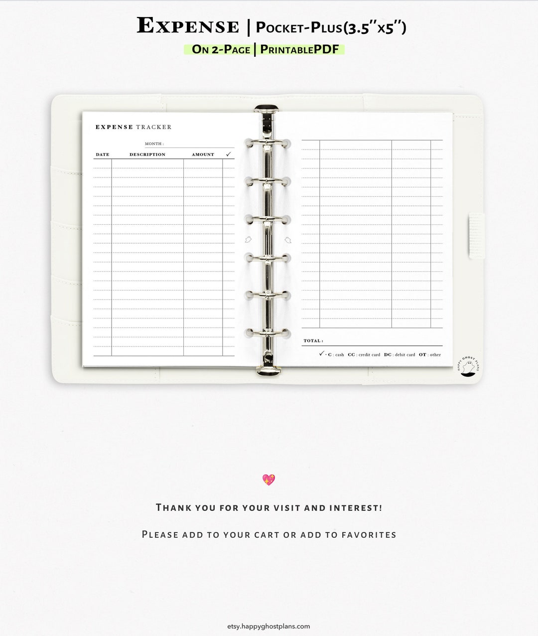 Expense Tracker Printable Pocket-plus Planner Insert Monthlyexpenses ...