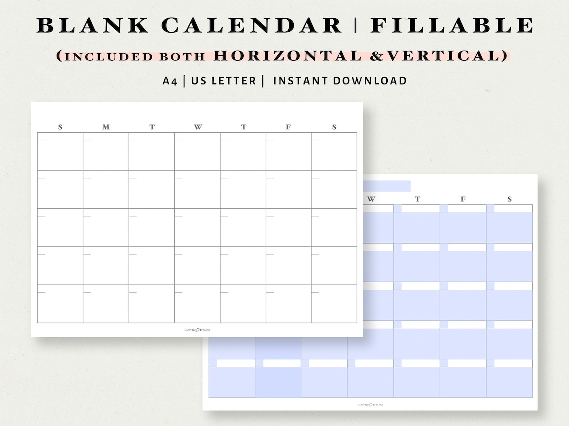 Monthly Planner Fillable A4 US Letter Month on 1 Page - Etsy