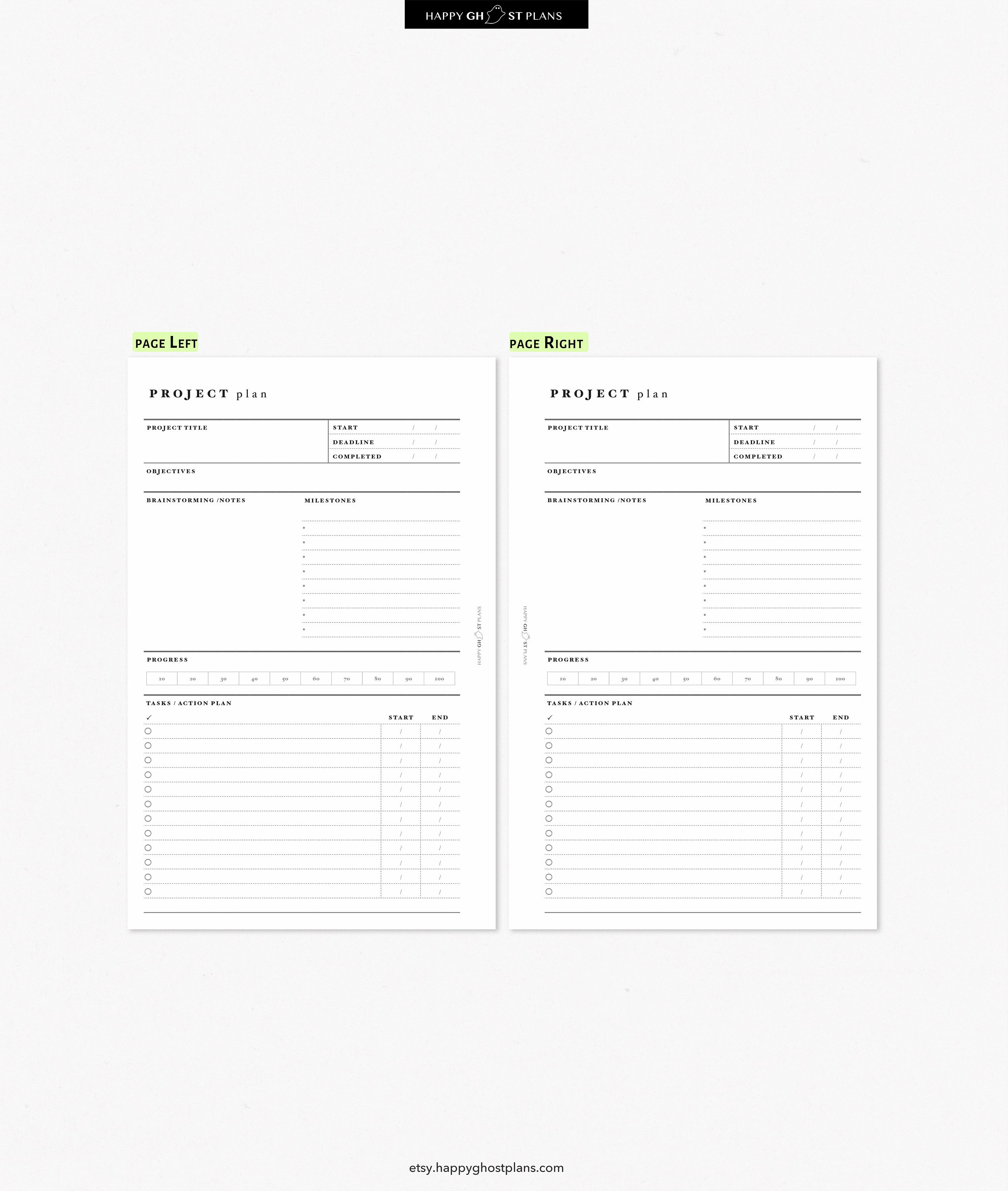 Project Planner Printable Insert for Half Letter Planner, for Action ...