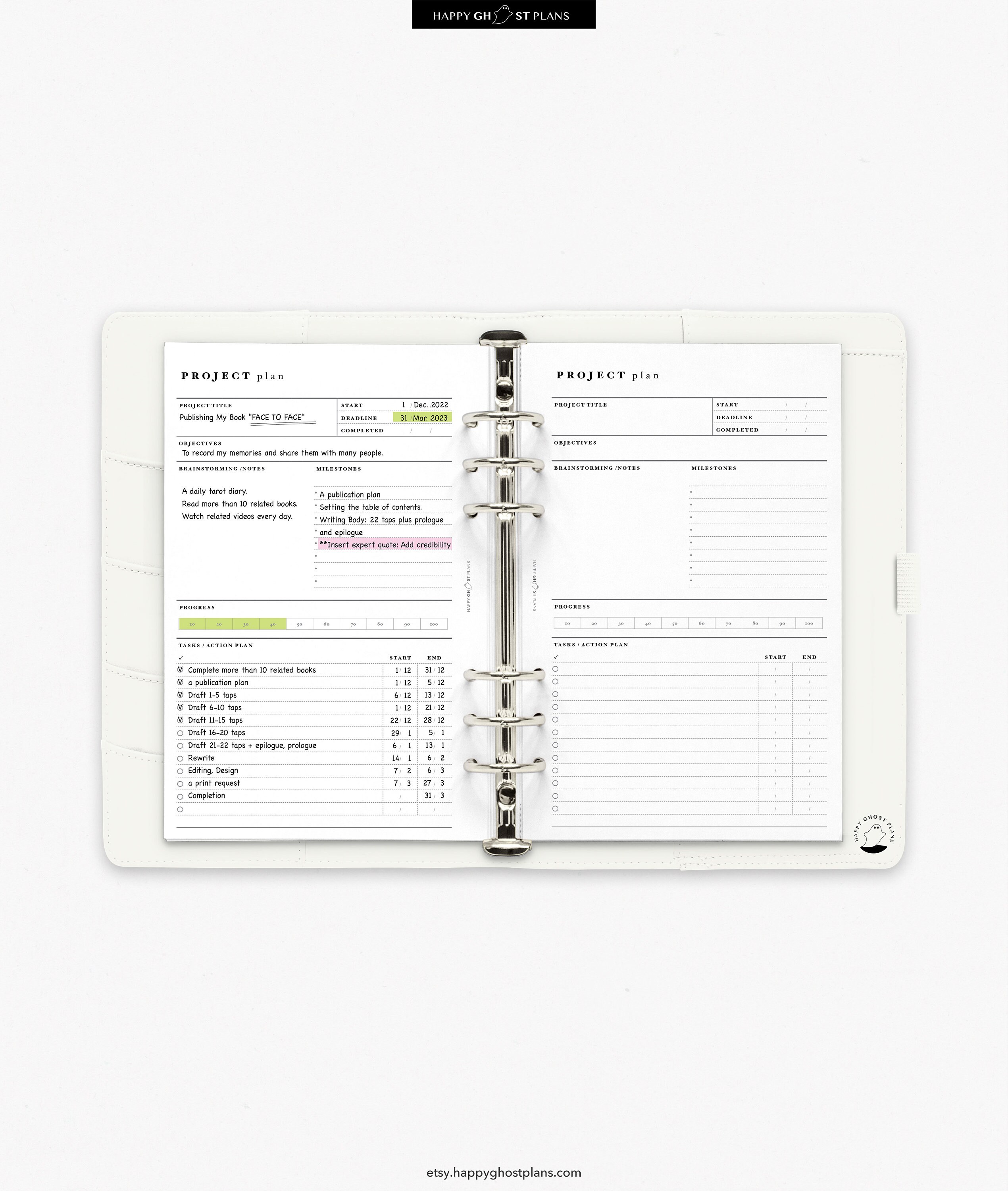 Project Planner Printable Insert for Half Letter Planner, for Action ...