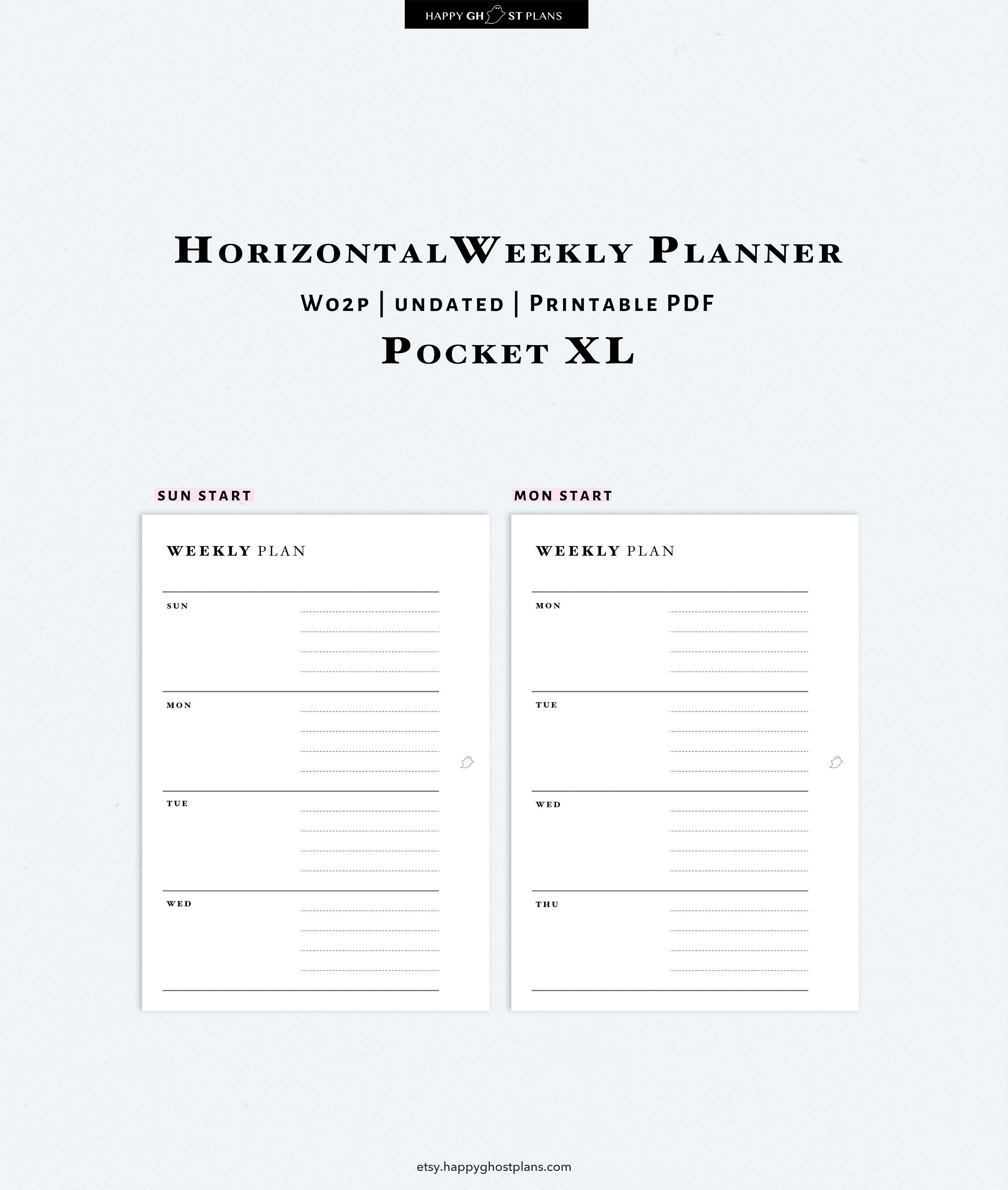 Weekly Planner Printable Pocket XL Insert Week on 2 Pages - Etsy