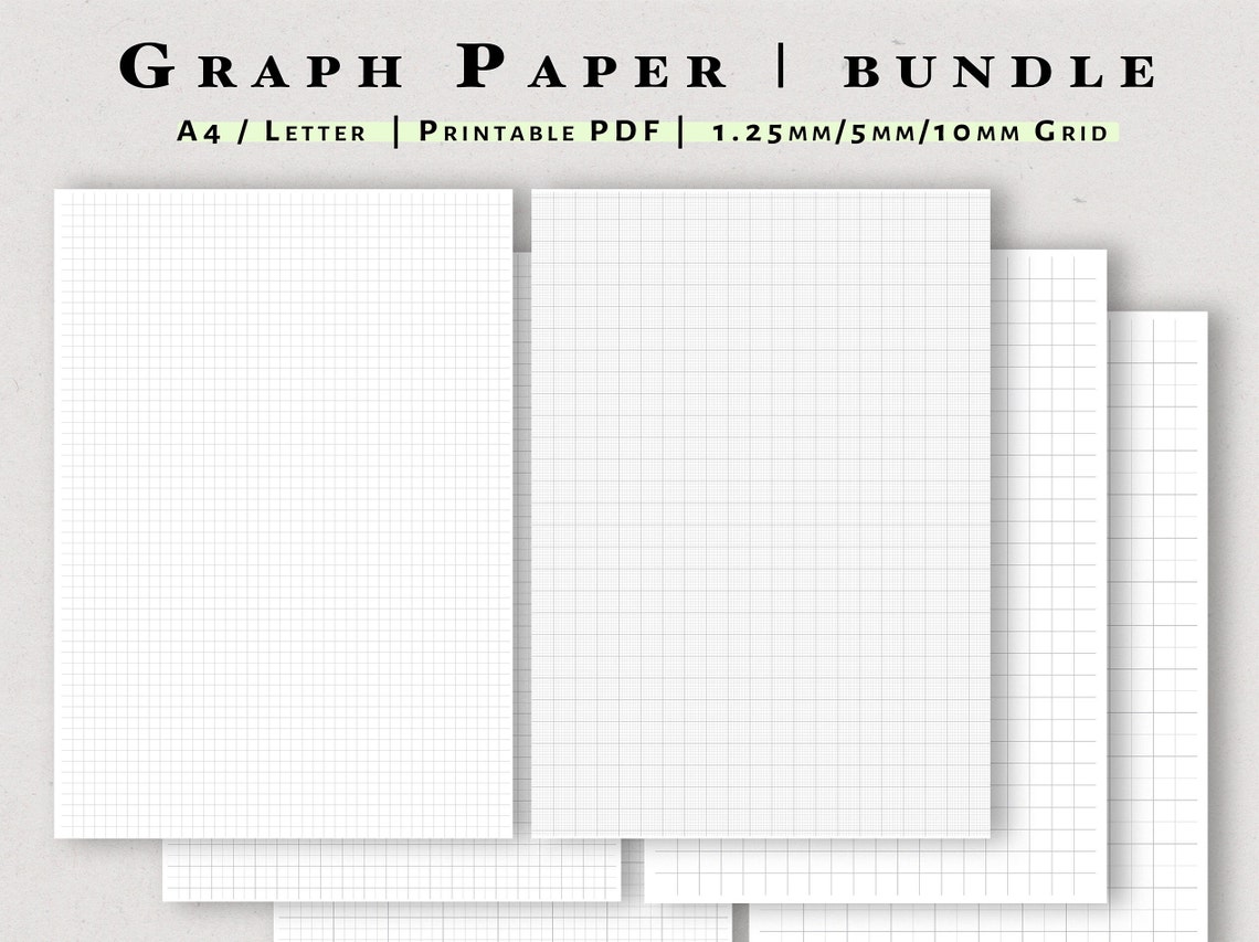 A4 US Letter Graph Paper PDF Printable 10mm 5mm 1.25mm | Etsy