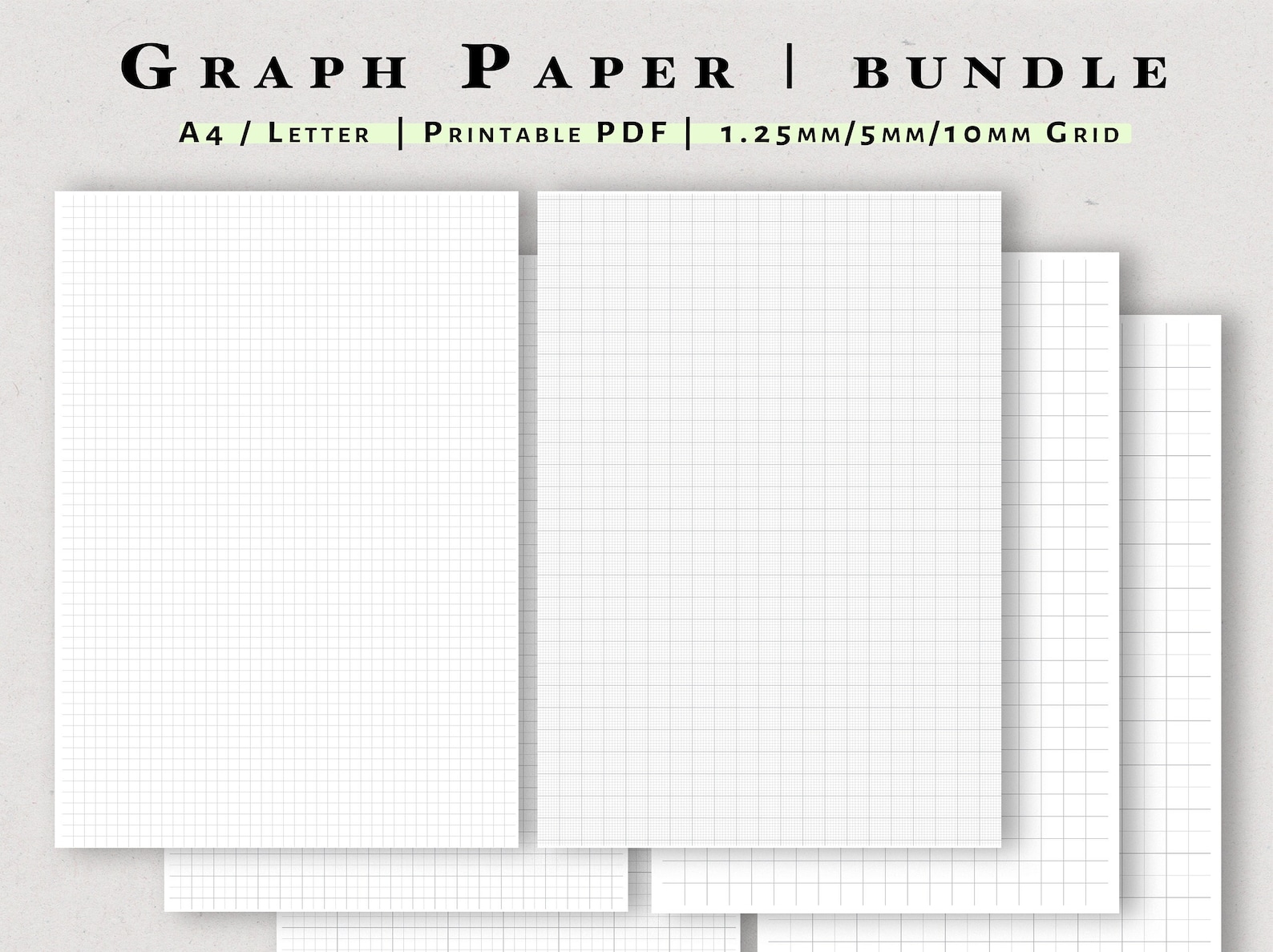 A4 US Letter Graph Paper PDF Printable 10mm 5mm 1.25mm | Etsy