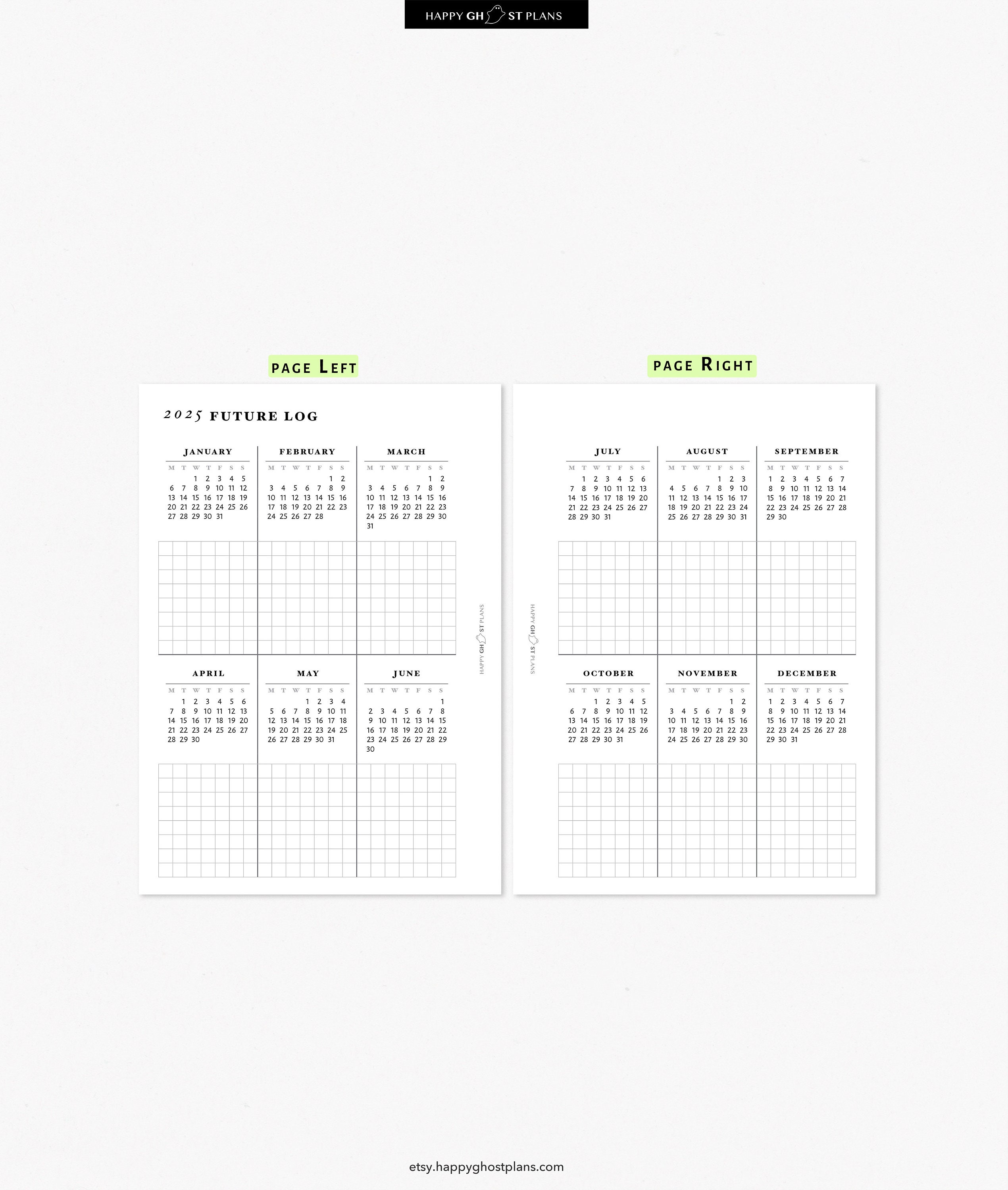 2025 Future Logs, Printable 2025 Yearly Planner for A6 Planner Insert ...