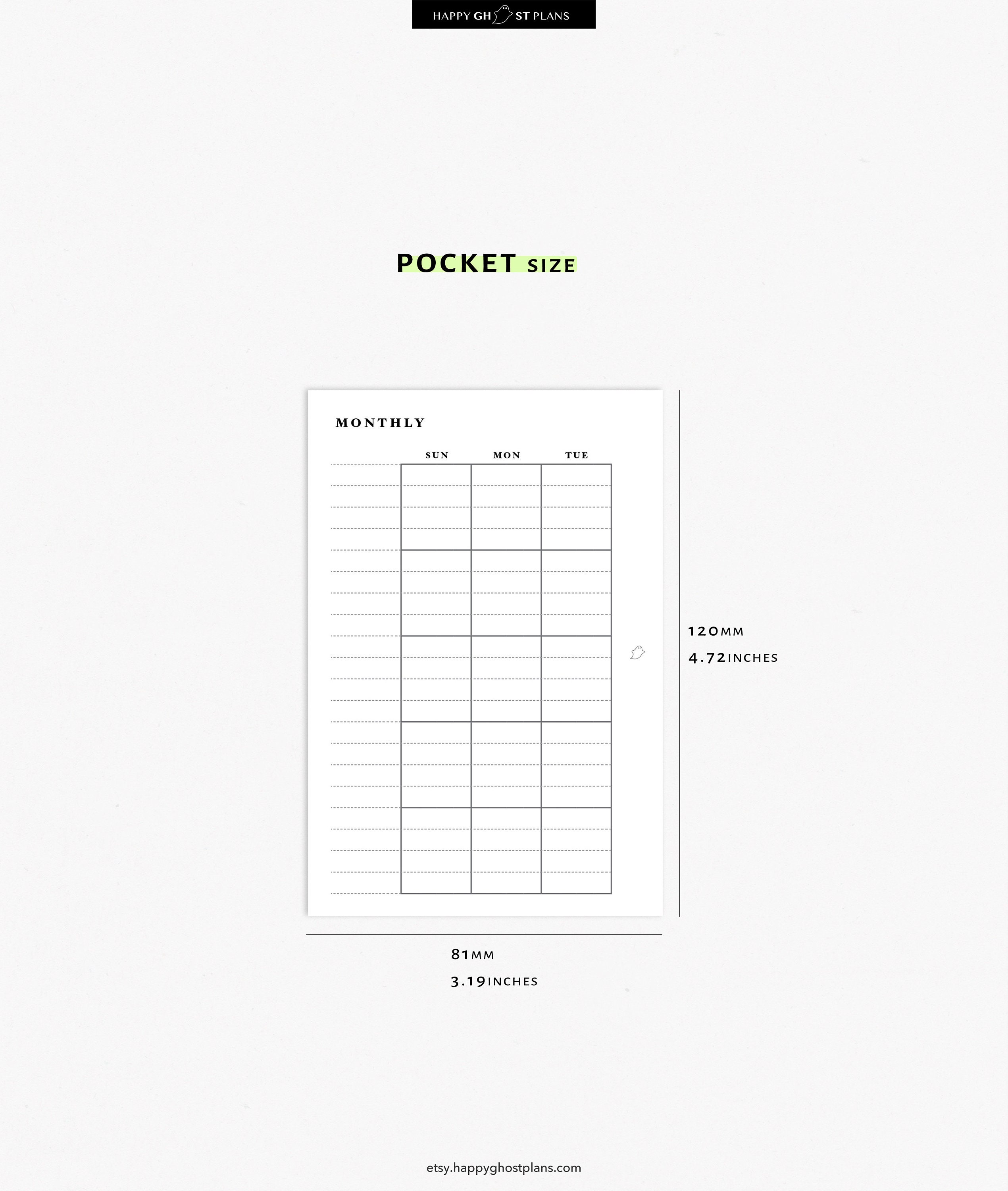 Month on 2 Page Planner Printable Pocket Size Inserts Two Page Monthly ...