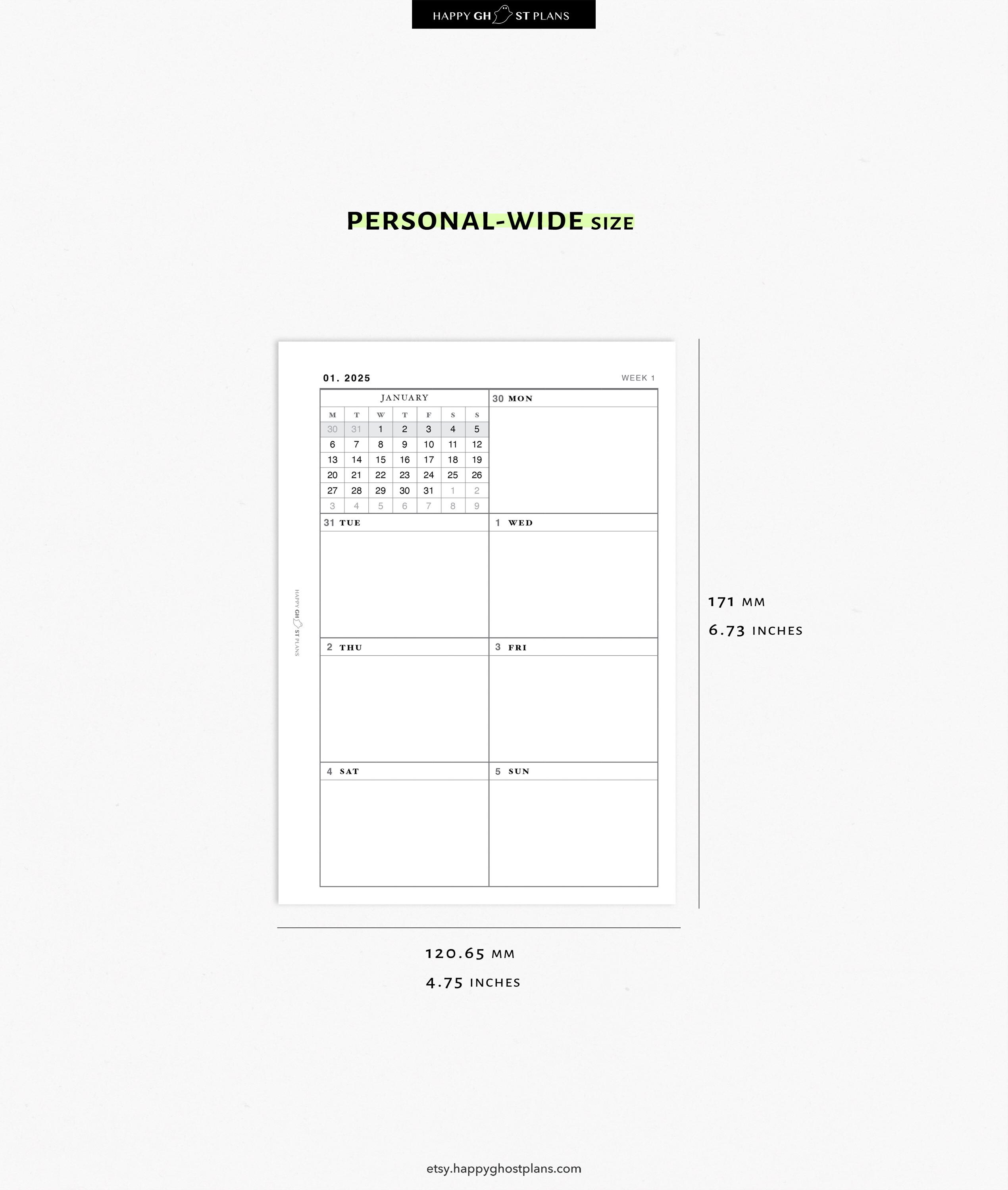 2025 Weekly Planner, Printable Inserts for Personal-wide Planner | WO2P ...