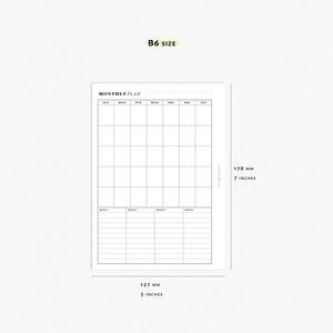 Monthly Planner, Printable Insert for B6 Size (5x7 In) Planner | M122 ...