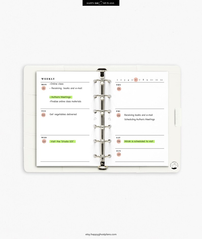 Weekly Planner, Printable Insert for Pocket Size Planner Undated Weekly ...