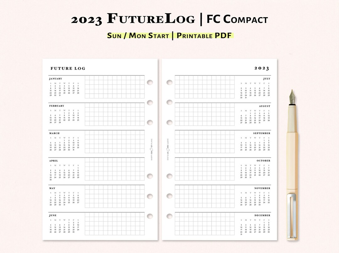 2023 Future Log Yearly Planner Printable Fc-compact Inserts - Etsy