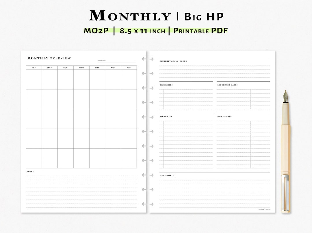 Monthly Overview Big Happy Planner Printable Inserts Disc - Etsy