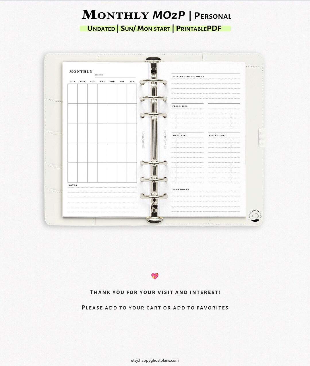 Monthly Overview Printable Planner Inserts for Personal Size - Etsy