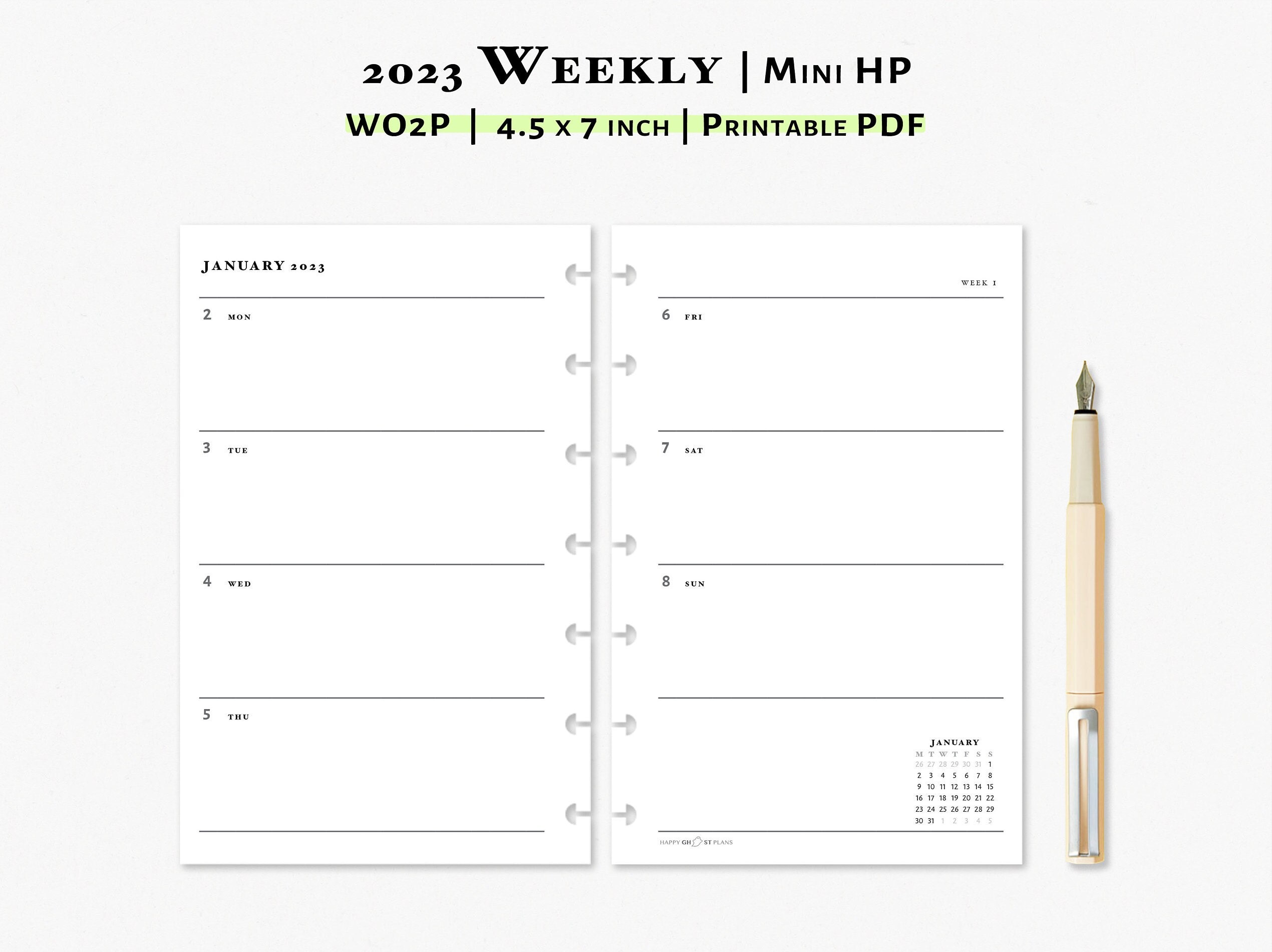 2023 Weekly Planner Printable Mini Happy Planner Inserts - Etsy