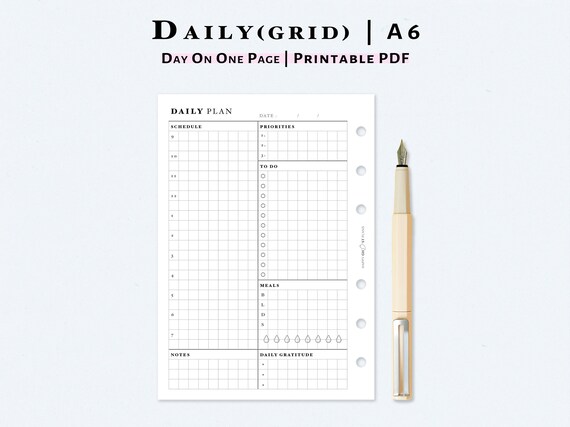 Daily Planner A6 Size Printable Insert Undated Daily - Etsy