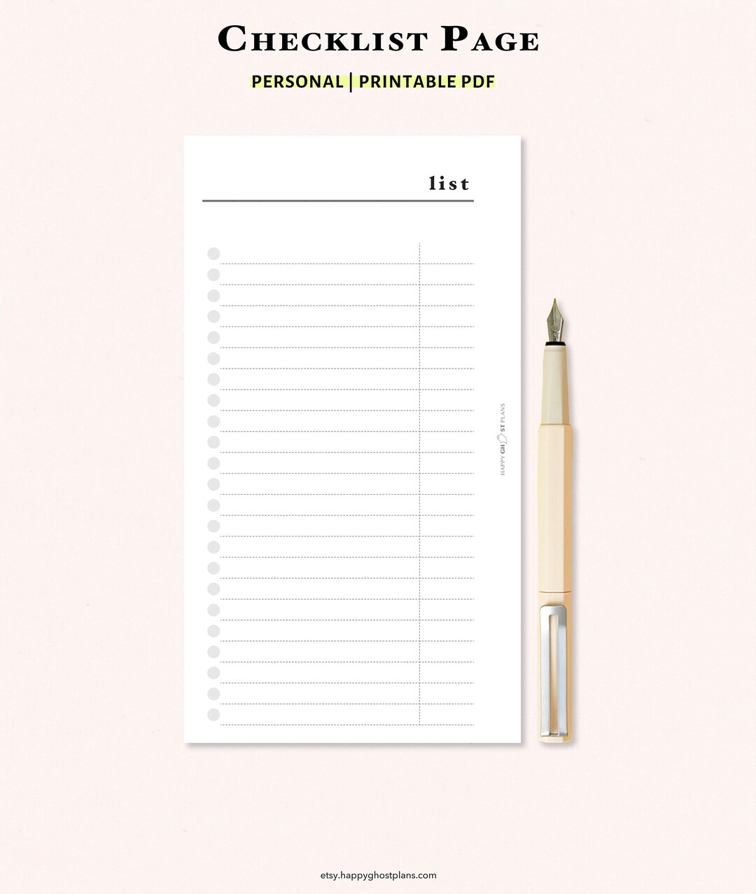 Checklist Template Printable Personal Ring Inserts To-do - Etsy